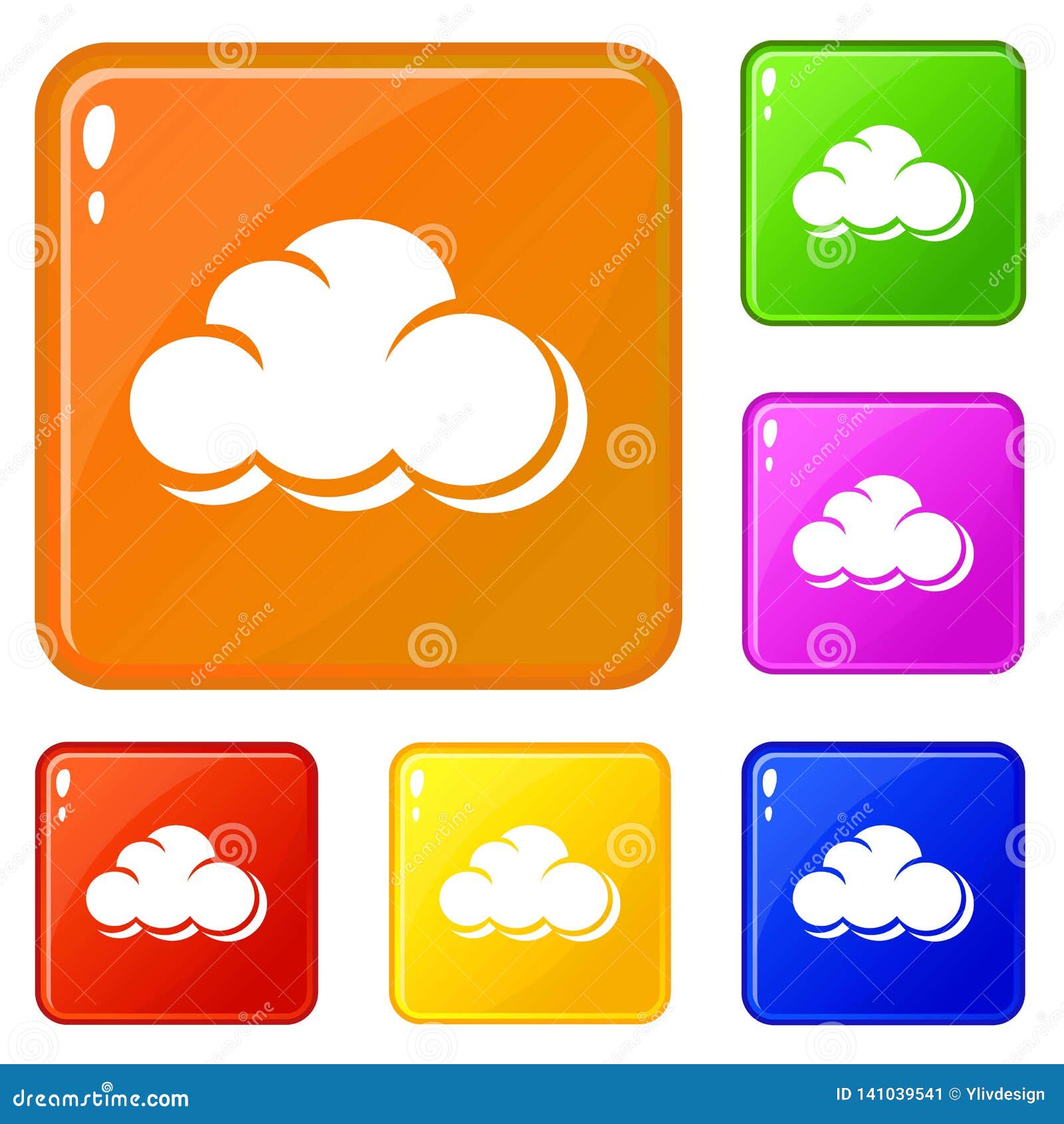 Web Cloud Icons Set Vector Color Stock Vector - Illustration of icon ...