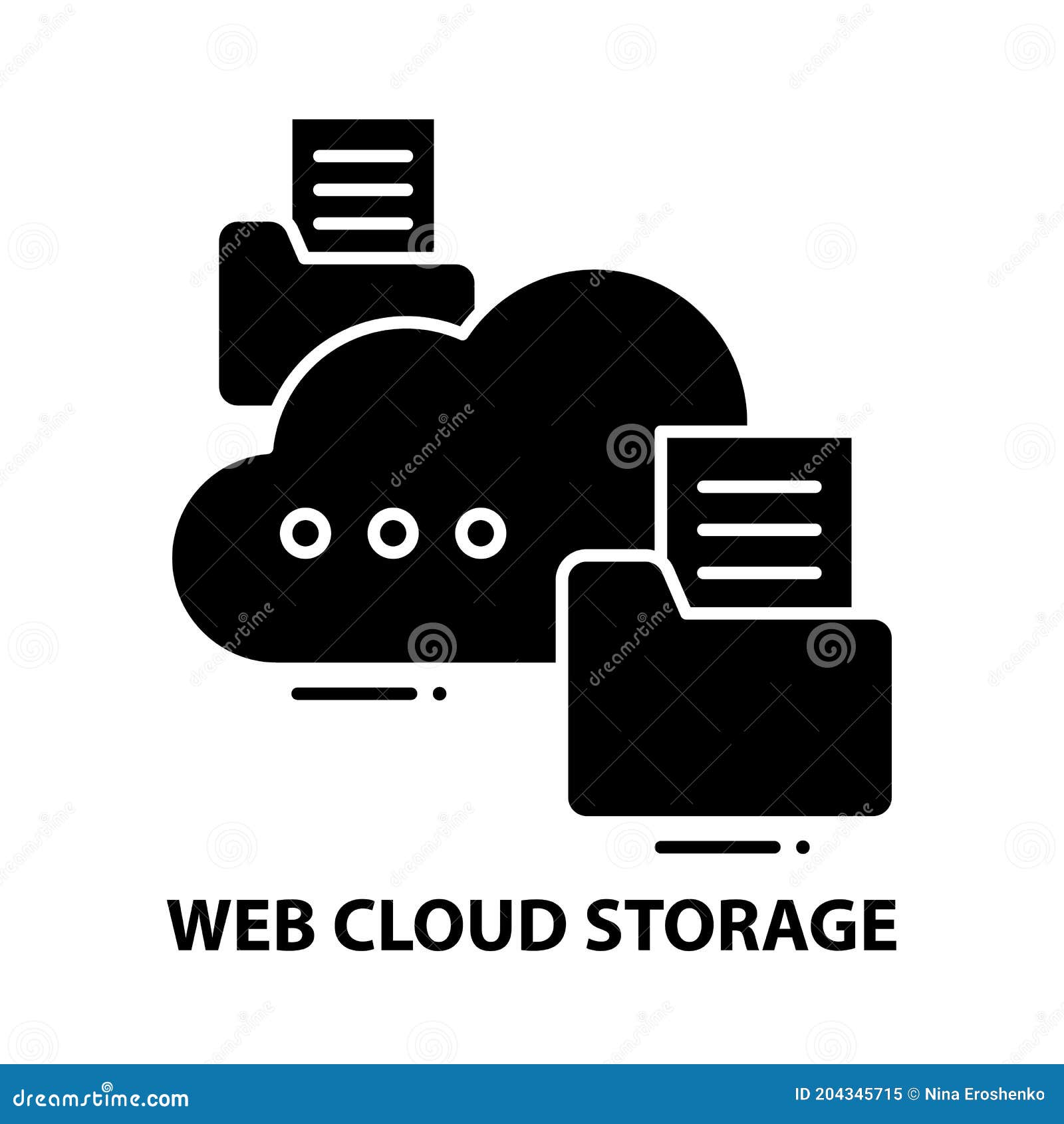 Web Cloud Storage Icon, Black Vector Sign with Editable Strokes ...