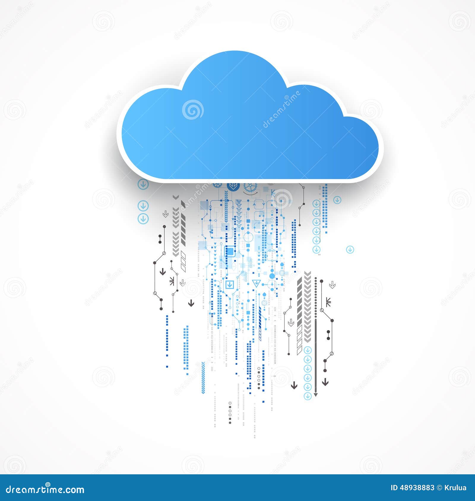 Cloud Technology And Data Storage Concept With White Pixelate Cloud And Rain Made Up Of Binary ...