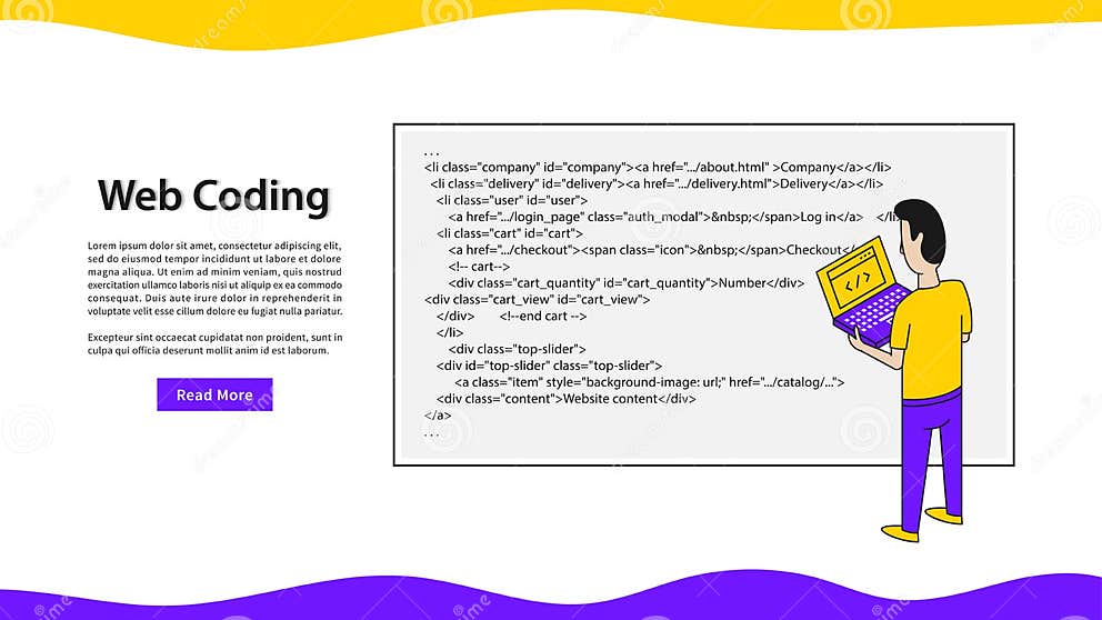 Web Coding Landing Page Vector Illustration Webpage Template Stock ...