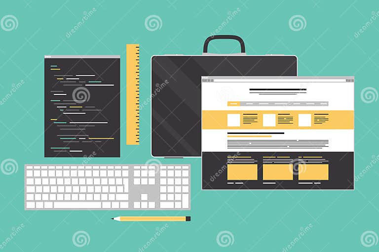 Web Coding and Programming Flat Illustration Stock Vector ...