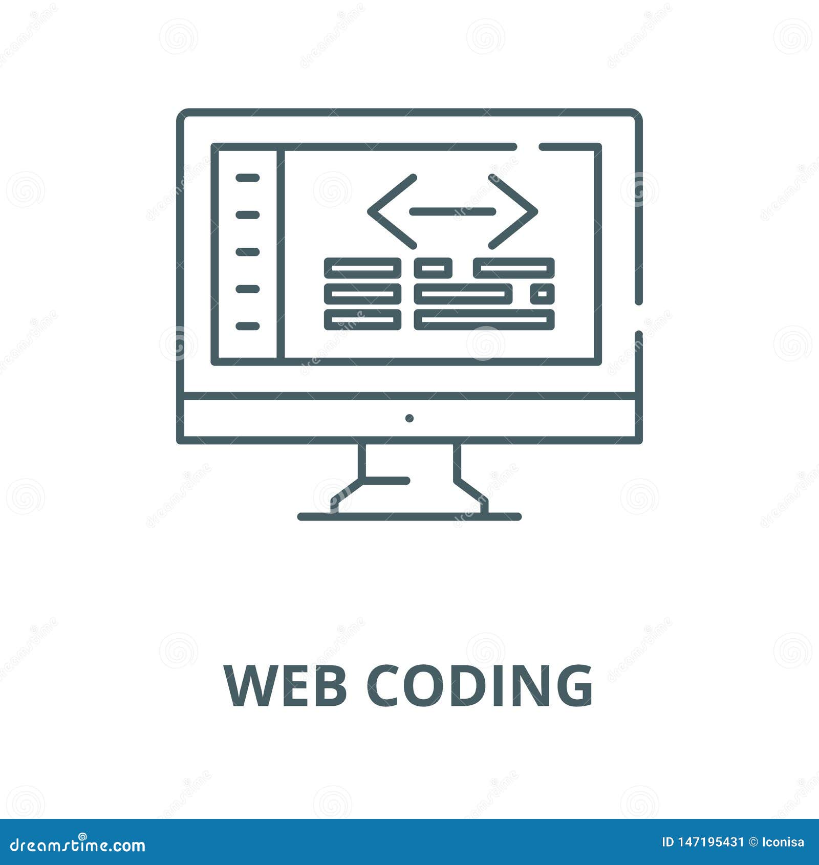 Web Coding Vector Line Icon, Linear Concept, Outline Sign, Symbol Stock Vector - Illustration of ...