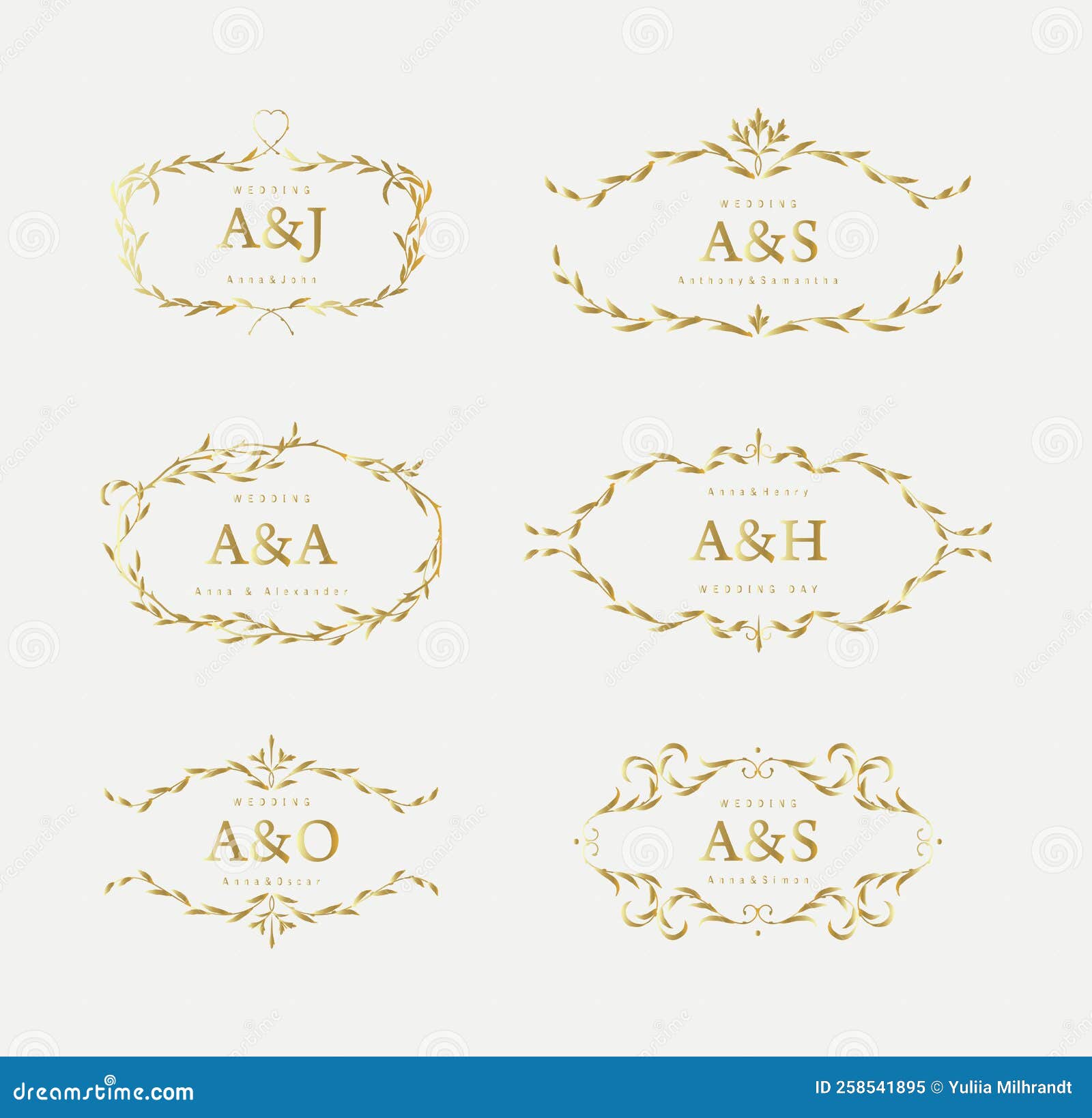 Collection of Personal Wedding Monograms. Stock Illustration ...