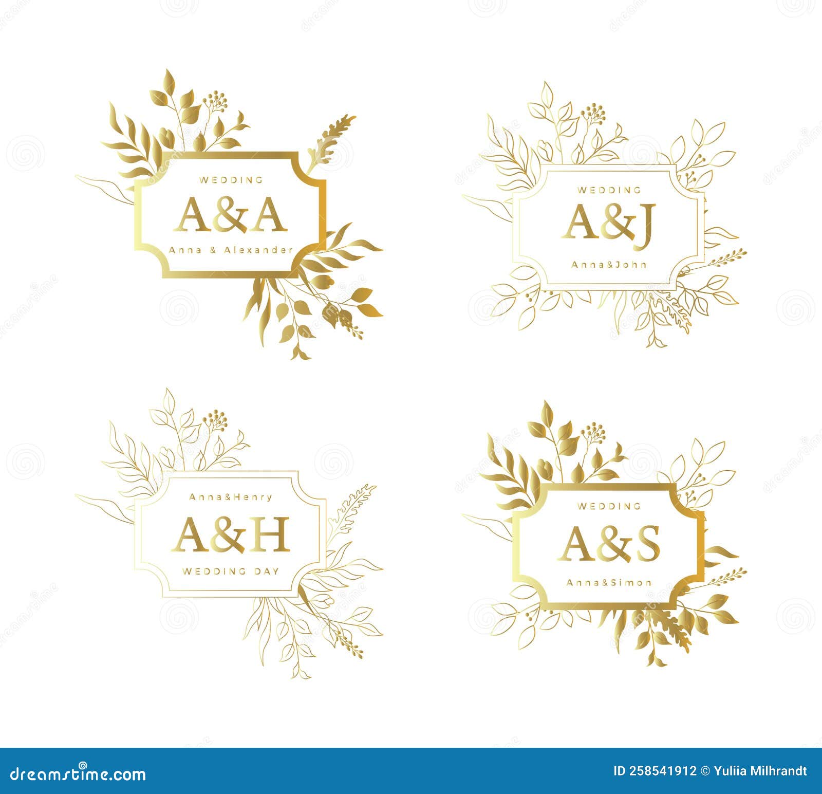 Collection of Personal Wedding Monograms. Stock Illustration ...