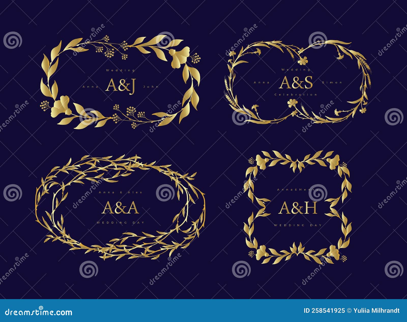 Collection of Personal Wedding Monograms. Stock Illustration ...