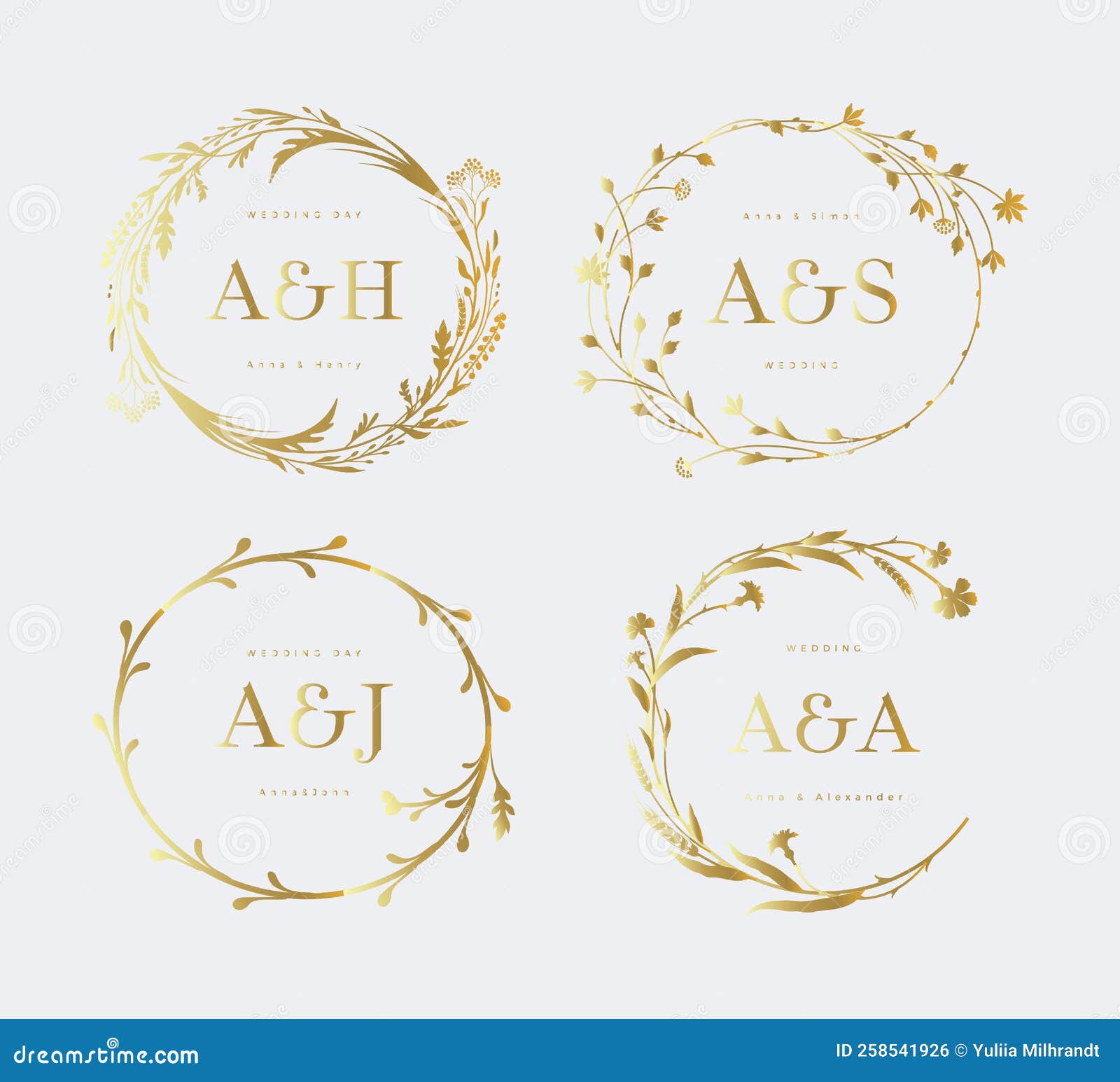 Collection of Personal Wedding Monograms. Stock Illustration ...