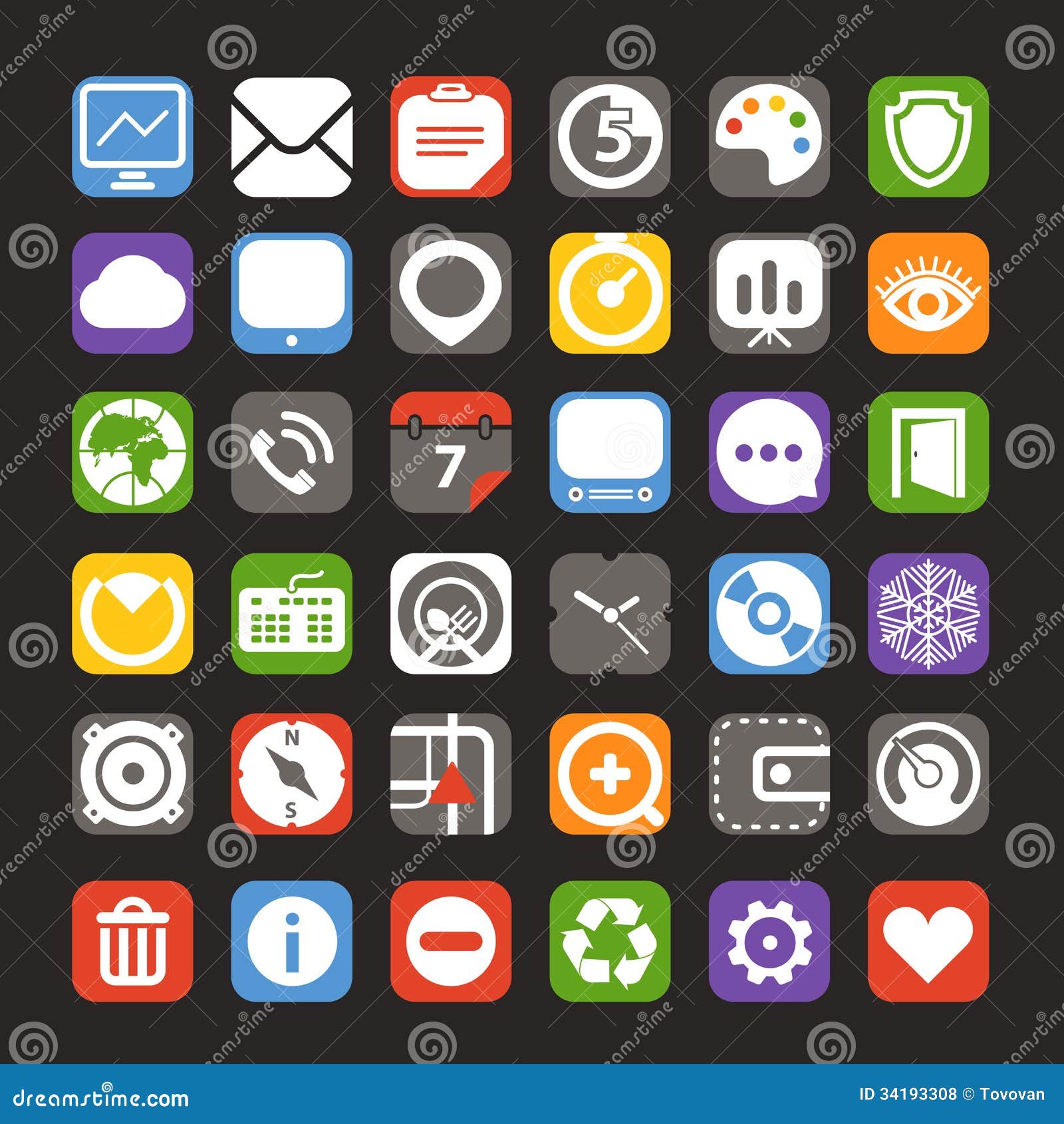 Web color interface icons stock vector. Illustration of interface ...