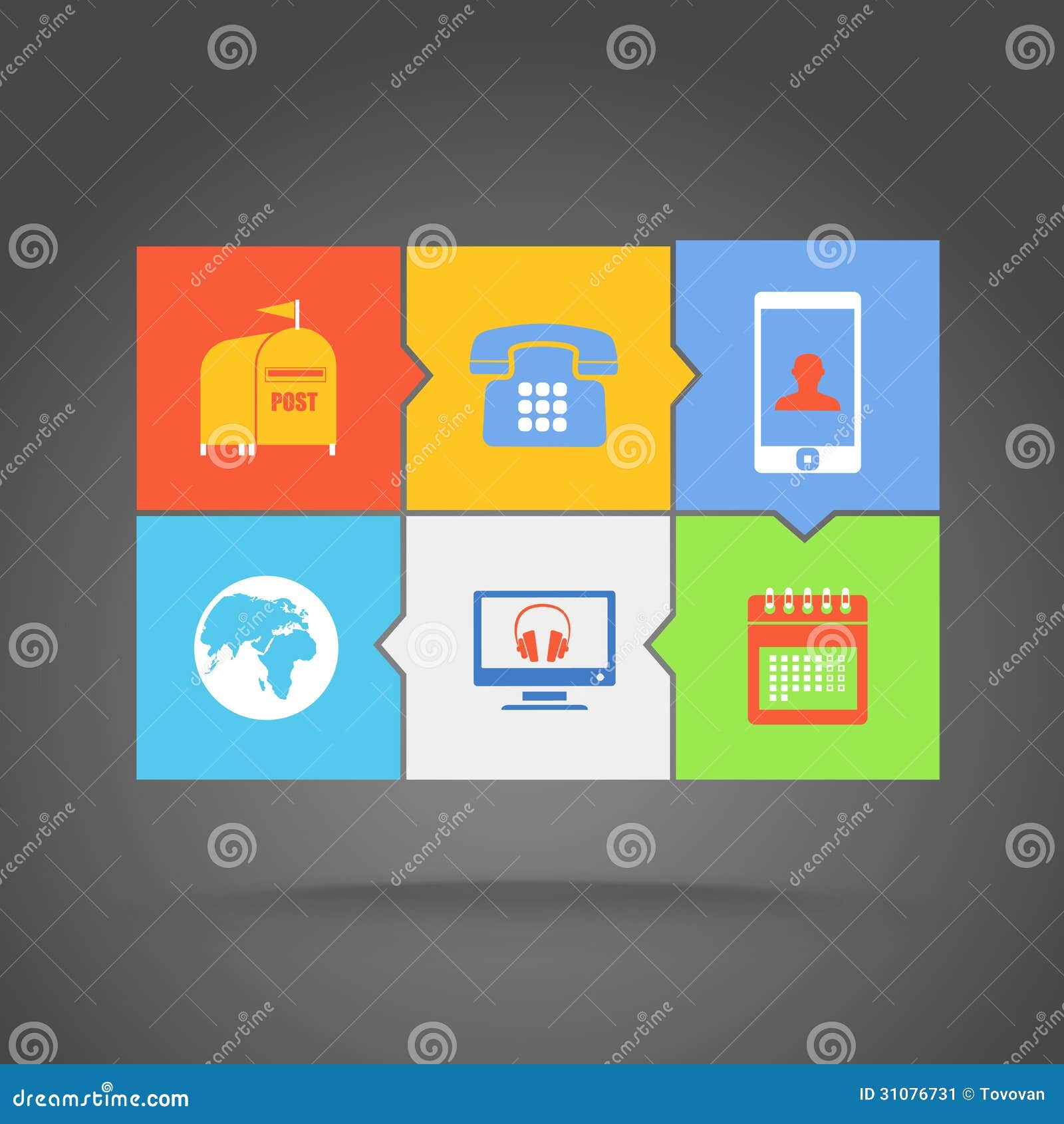 Web color tile interface stock vector. Illustration of telephone - 31076731