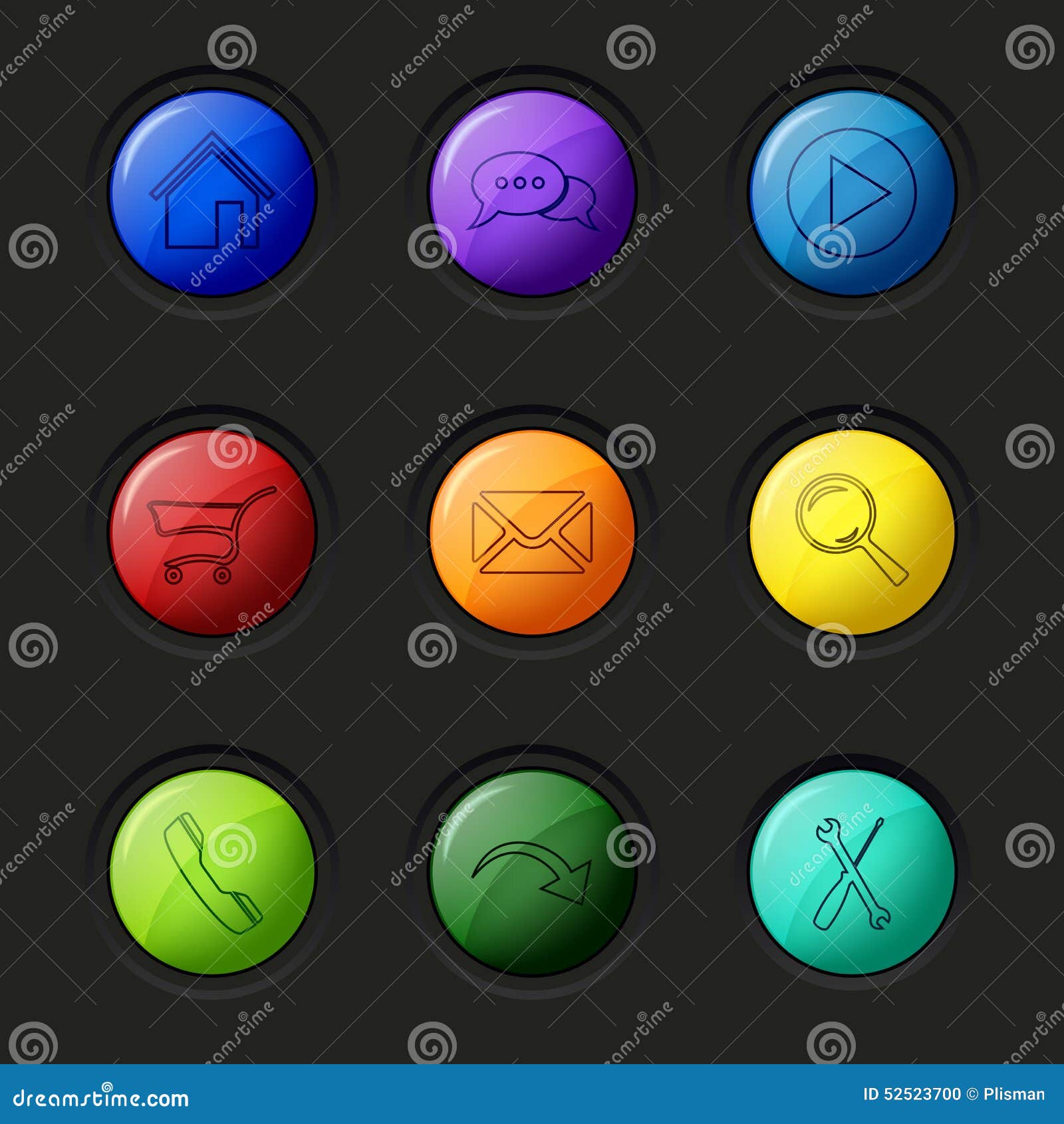 Web Colored Round Buttons Surface Stock Vector - Illustration of symbol ...