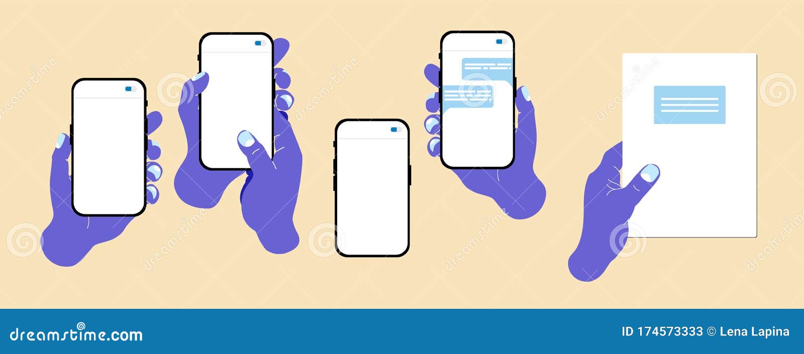 Web Colour Hand Illustration Set. Modern Vector Hands Holding Note Book ...