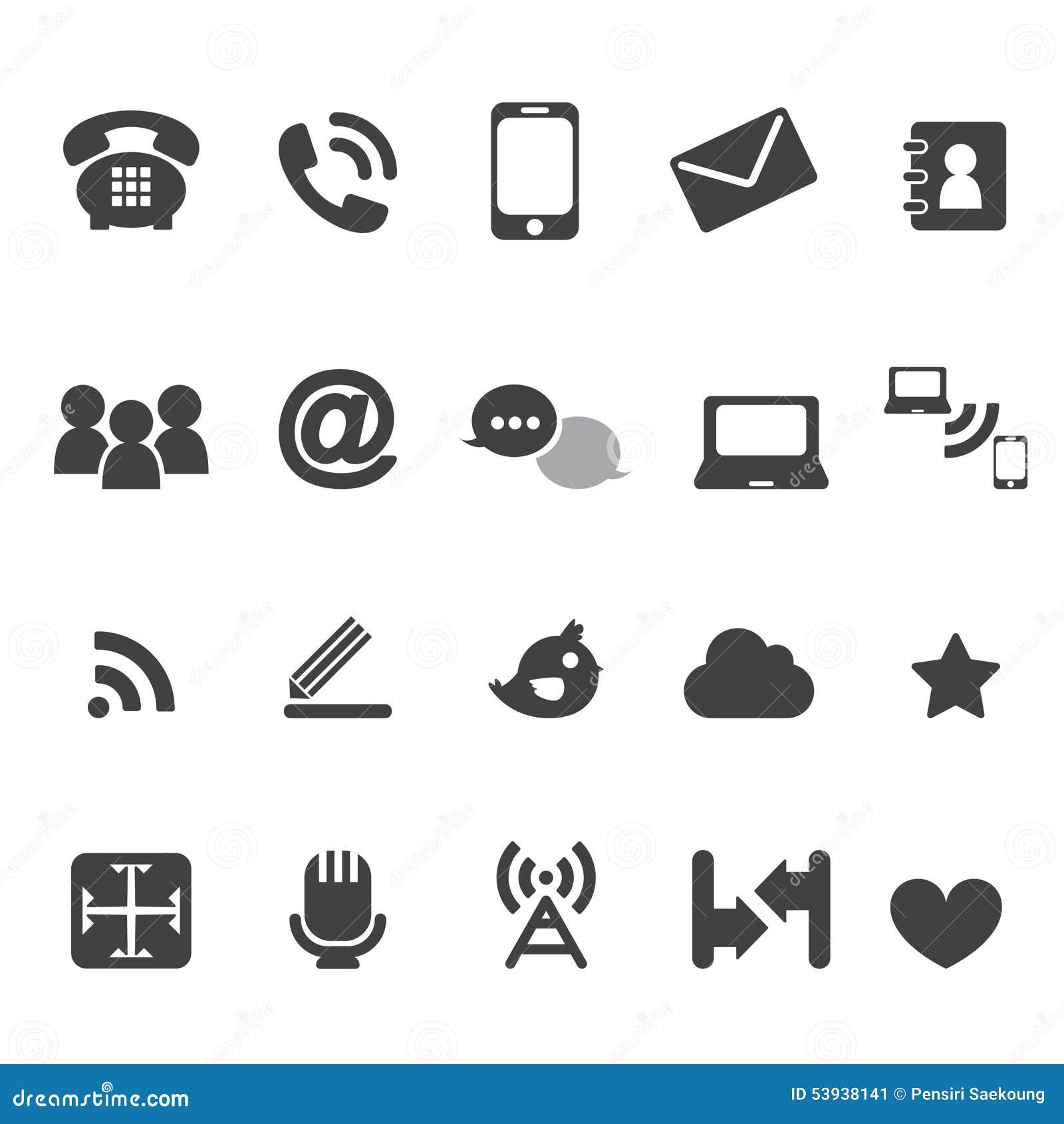 Web Communication Icons Internet Vector Set Stock Vector - Illustration ...