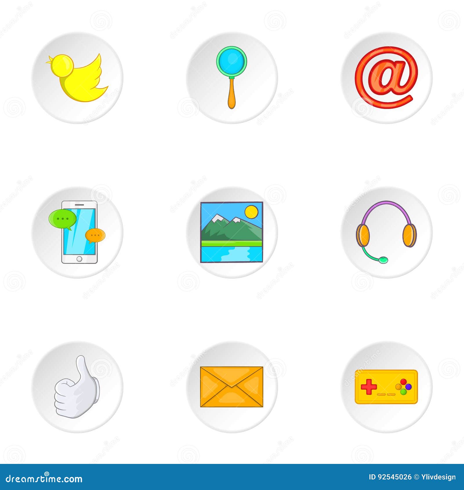 Web Communication Icons Set, Cartoon Style Stock Vector - Illustration ...