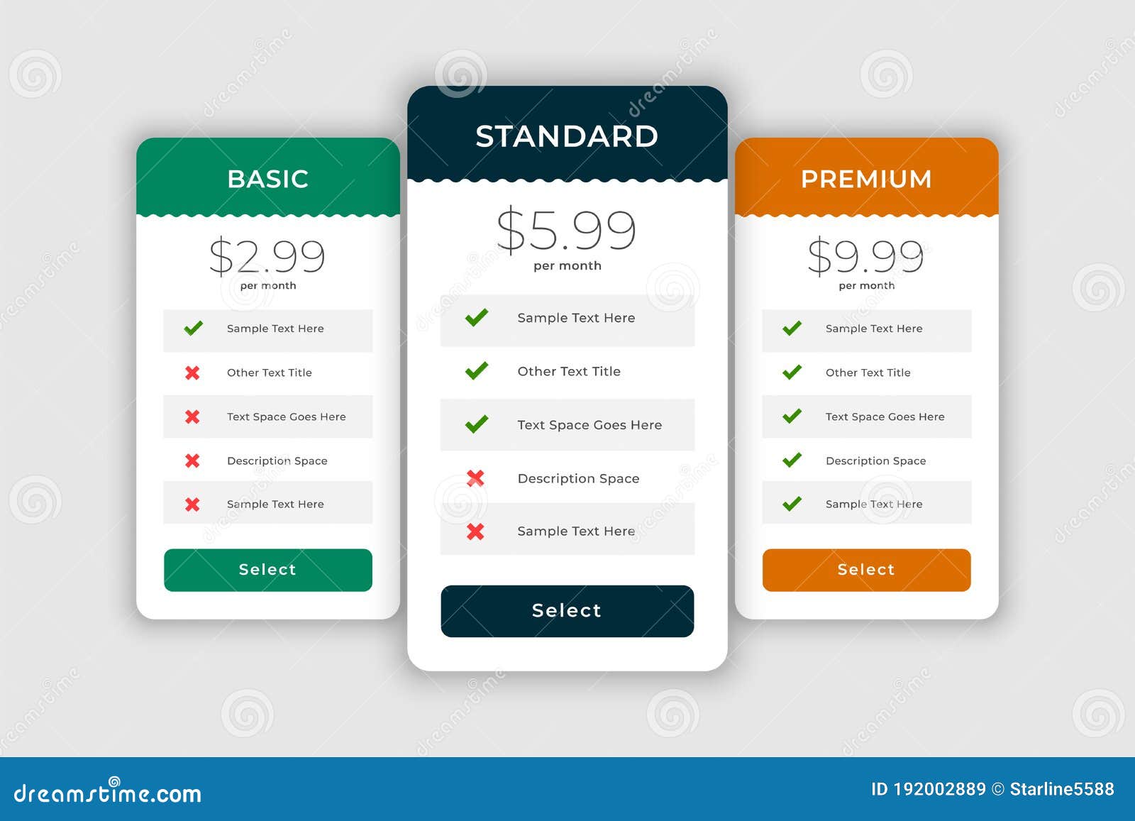Web Comparision Boxes for Plans and Pricing Stock Vector - Illustration ...