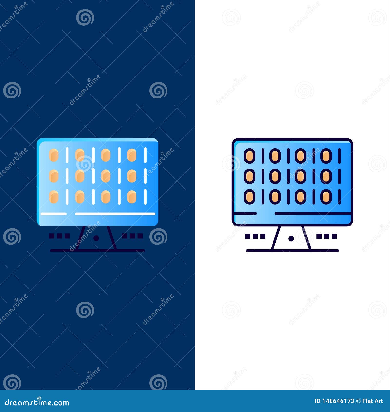 Web, Computer, Computing, Server Icons. Flat and Line Filled Icon Set ...