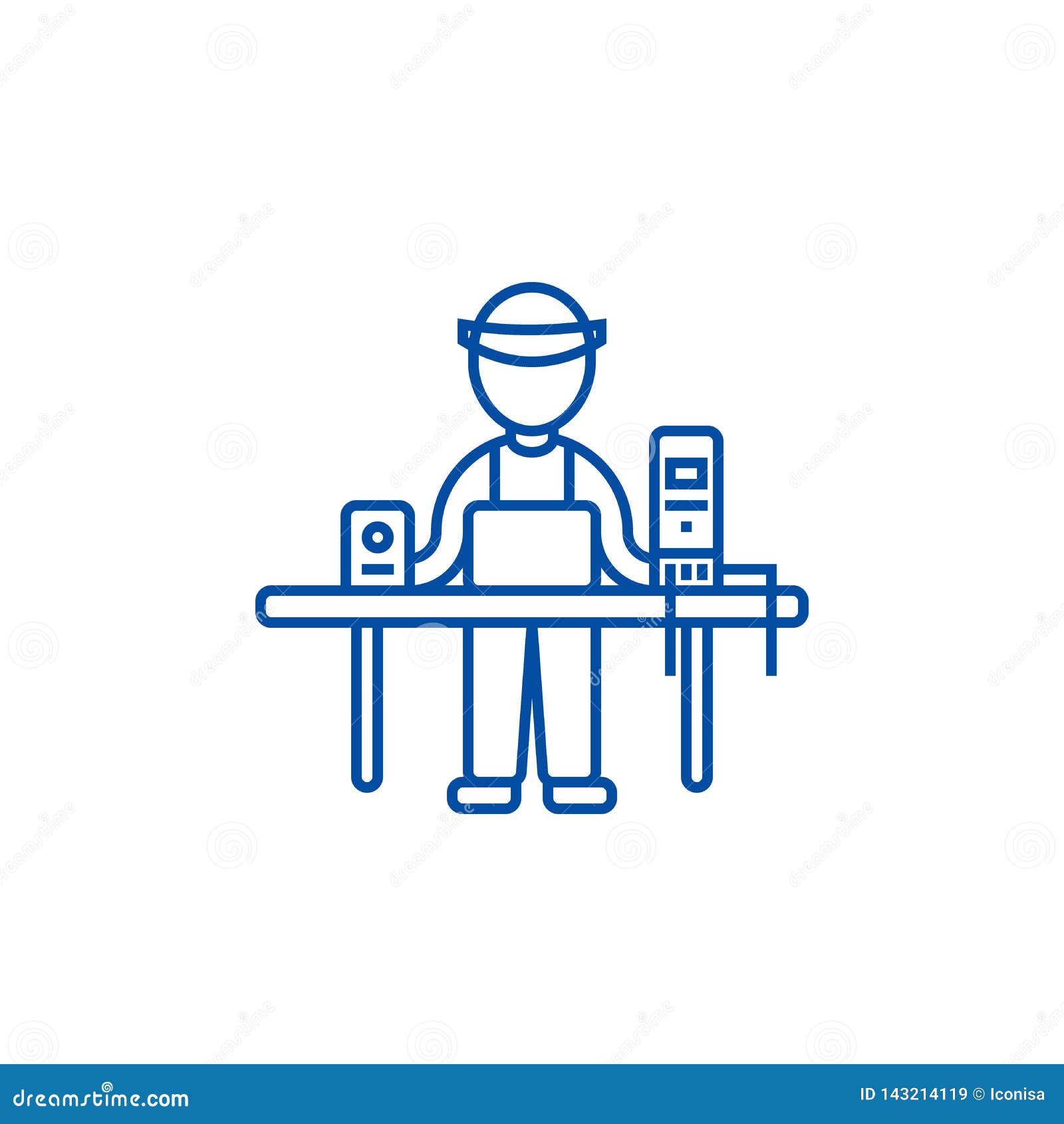 Computer Service,pc Specialist,enigneer Line Icon Concept. Computer ...