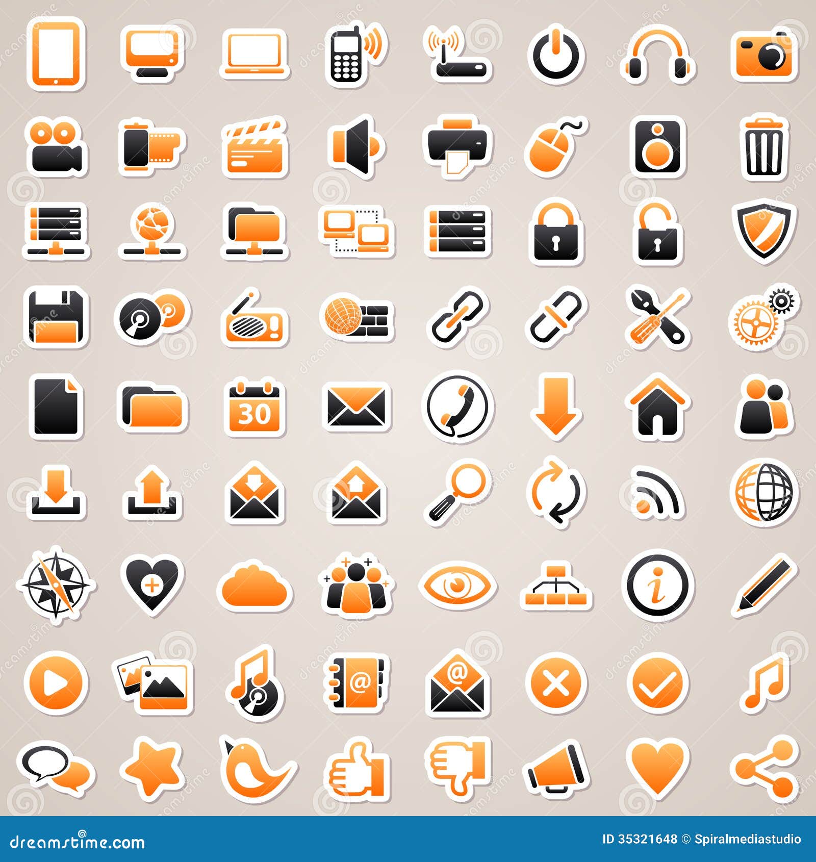 Web and computer stickers. stock vector. Illustration of media - 35321648