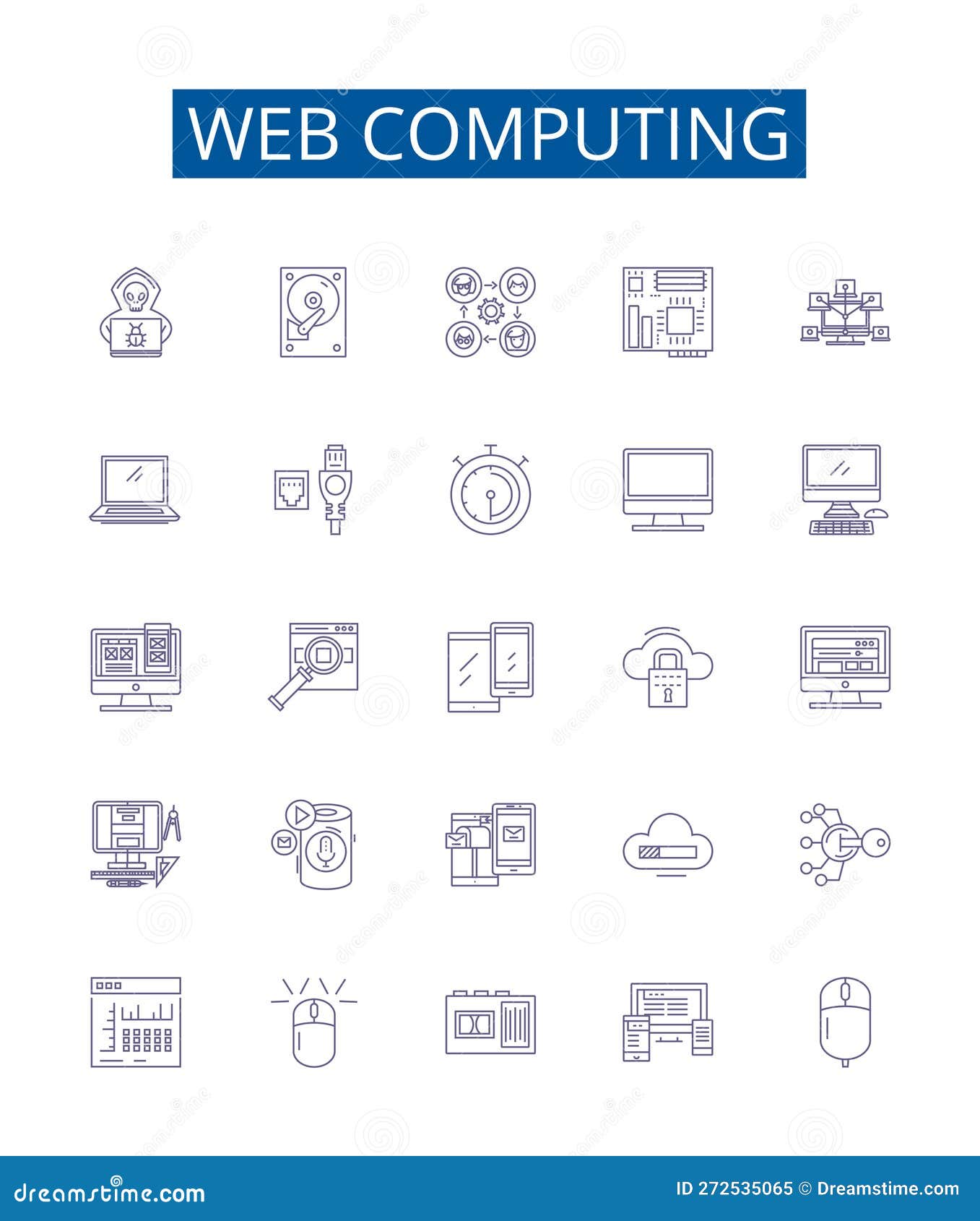 Web Computing Line Icons Signs Set. Design Collection of Web, Computing ...
