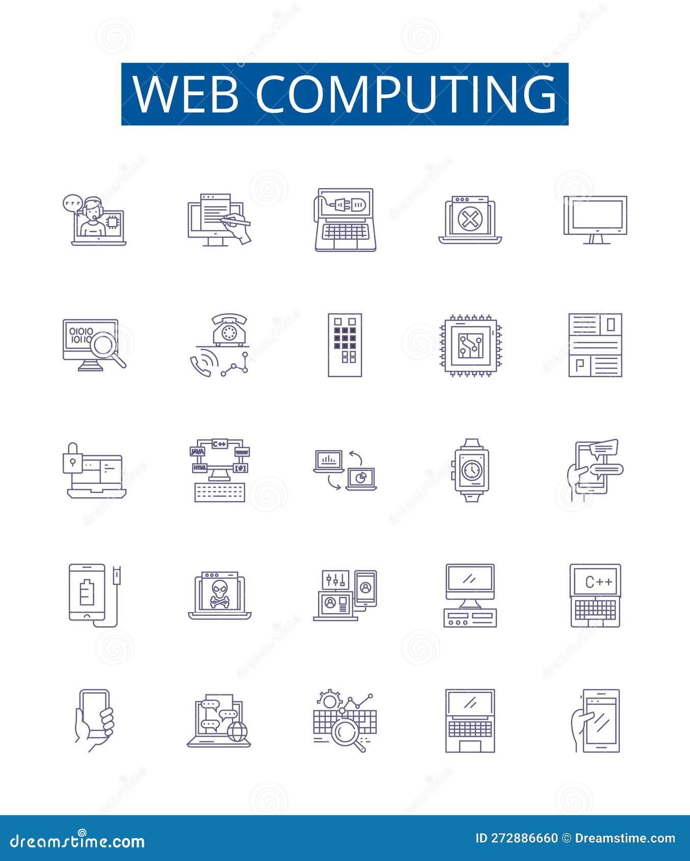 Web Computing Line Icons Signs Set. Design Collection of Web, Computing ...