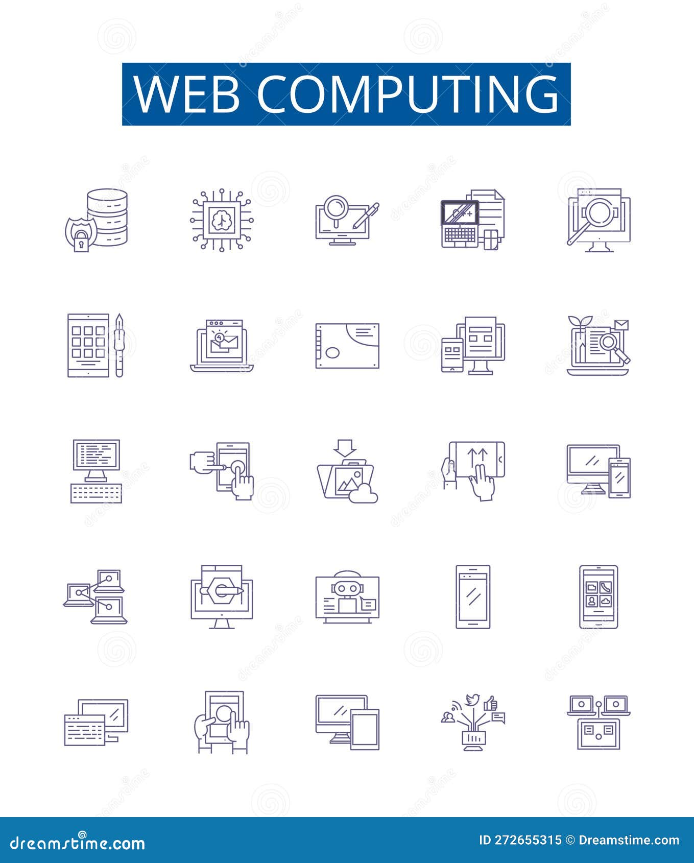 Web Computing Line Icons Signs Set Design Collection Of Web Computing Technology Internet