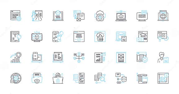 Web Computing Linear Icons Set Browser Html Javascript Css Server