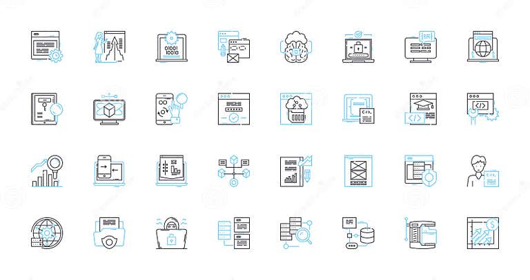 Web Computing Linear Icons Set. Browser, HTML, JavaScript, CSS, Server ...