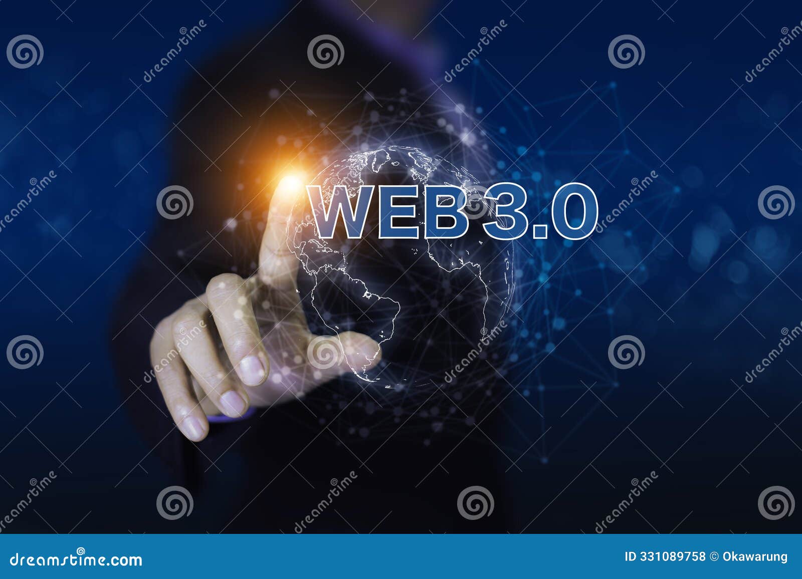 Web3.0 Concept. Man Working Using Laptop Web 3.0 with Globe on ...