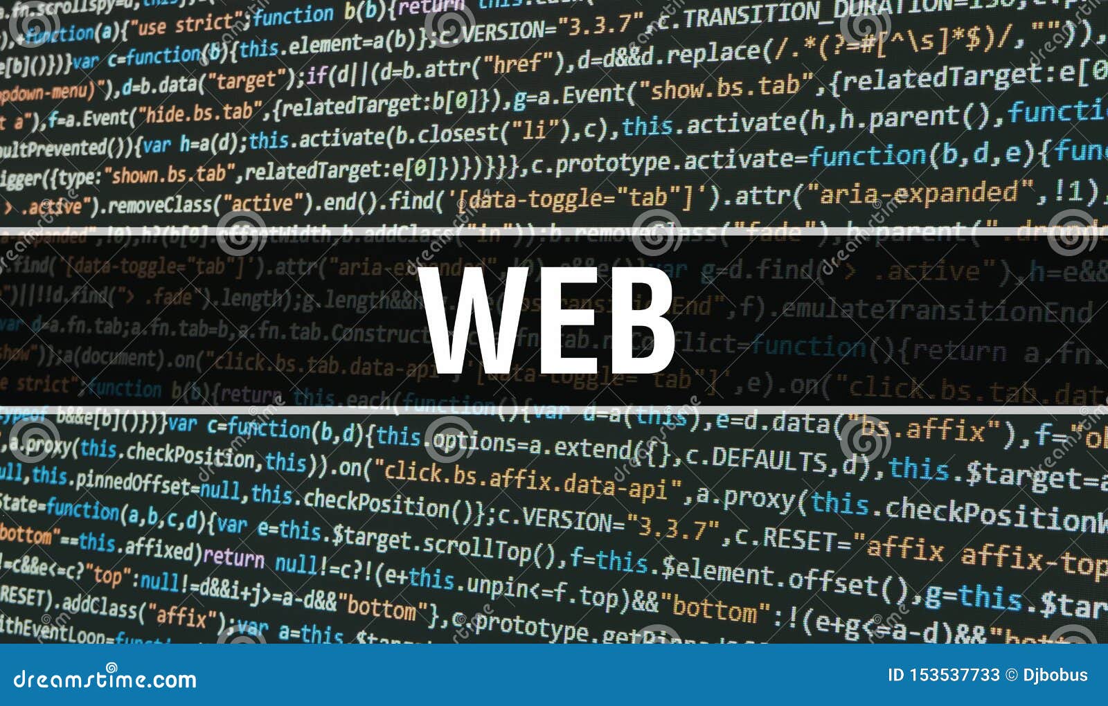 Web Concept With Random Parts Of Program Code Web With Programming Code Abstract Technology