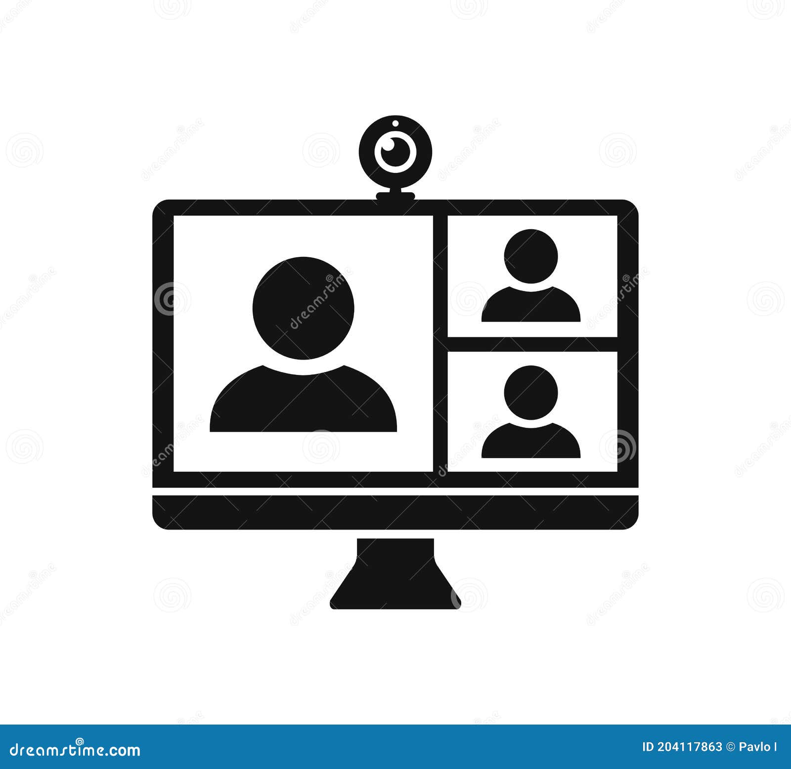 Web Conference Icon with People and Web Camera on Computer Screen ...