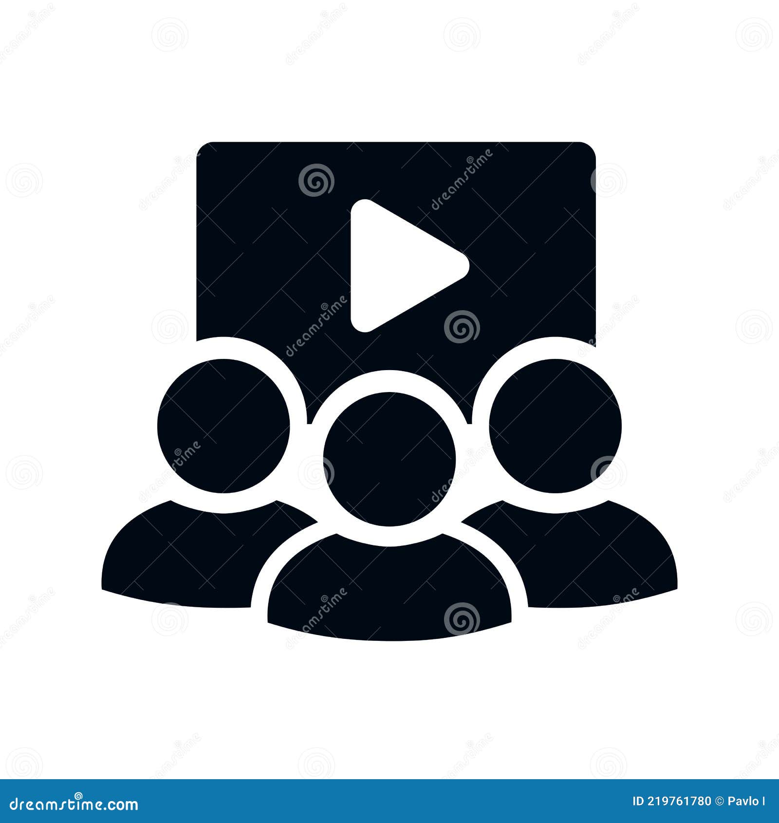Web Conference Icon with Three User and Computer Screen, Digital ...