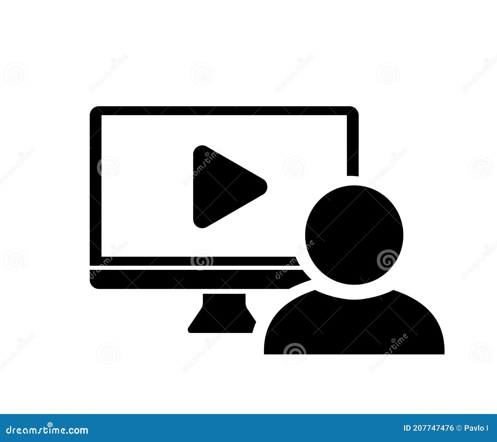 Web Conference Icon with User and Computer Screen, Digital ...
