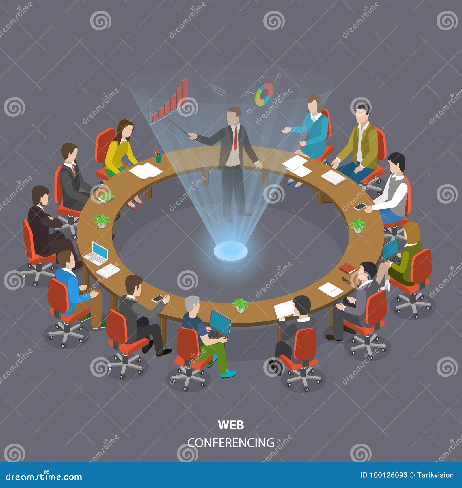 Web Conferencing Flat Isometric Low Poly Vector Concept. Stock Vector ...