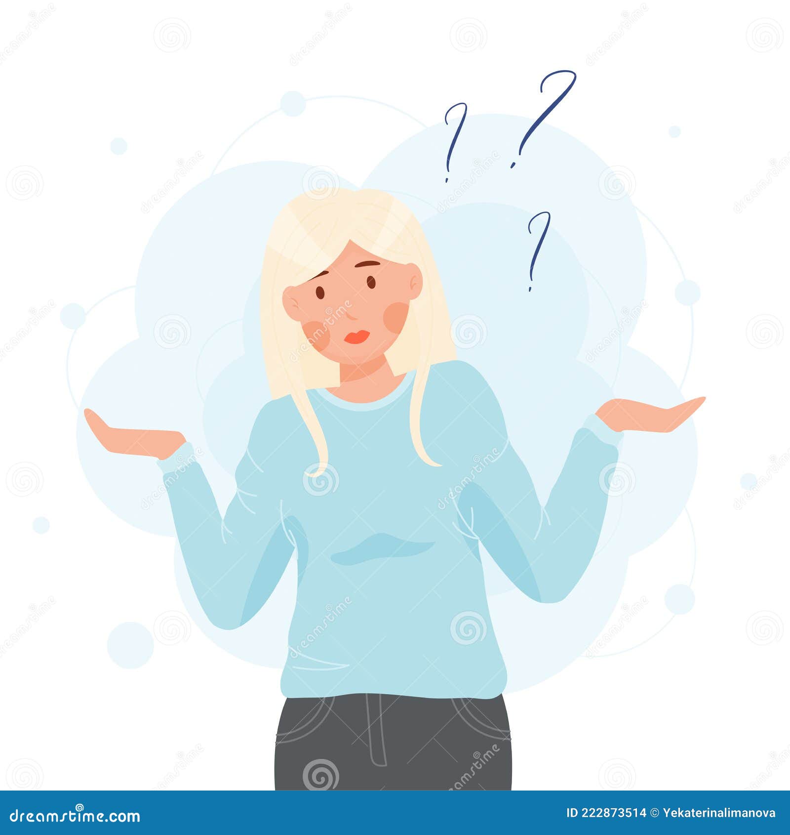 Confused Woman Concept Illustration, with Wide Spread Hands and ...