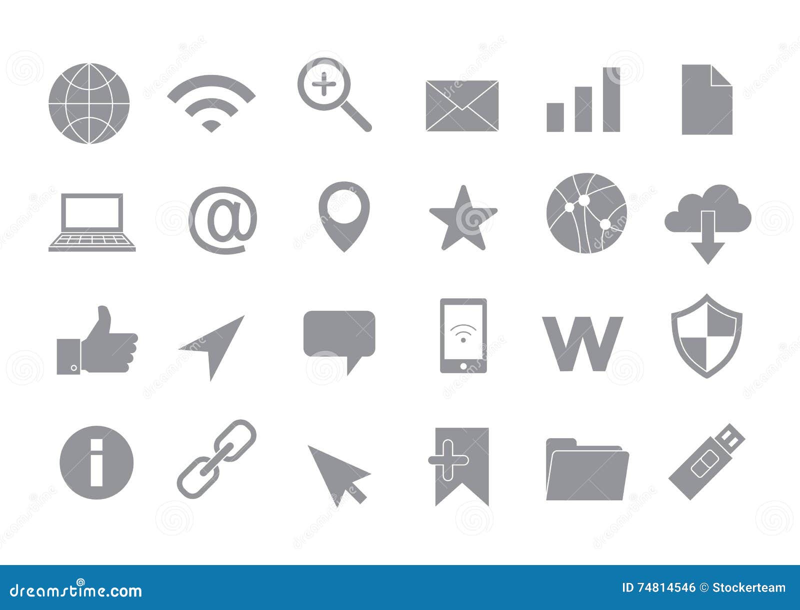 Web Connection Gray Vector Icons Set Stock Vector - Illustration of ...