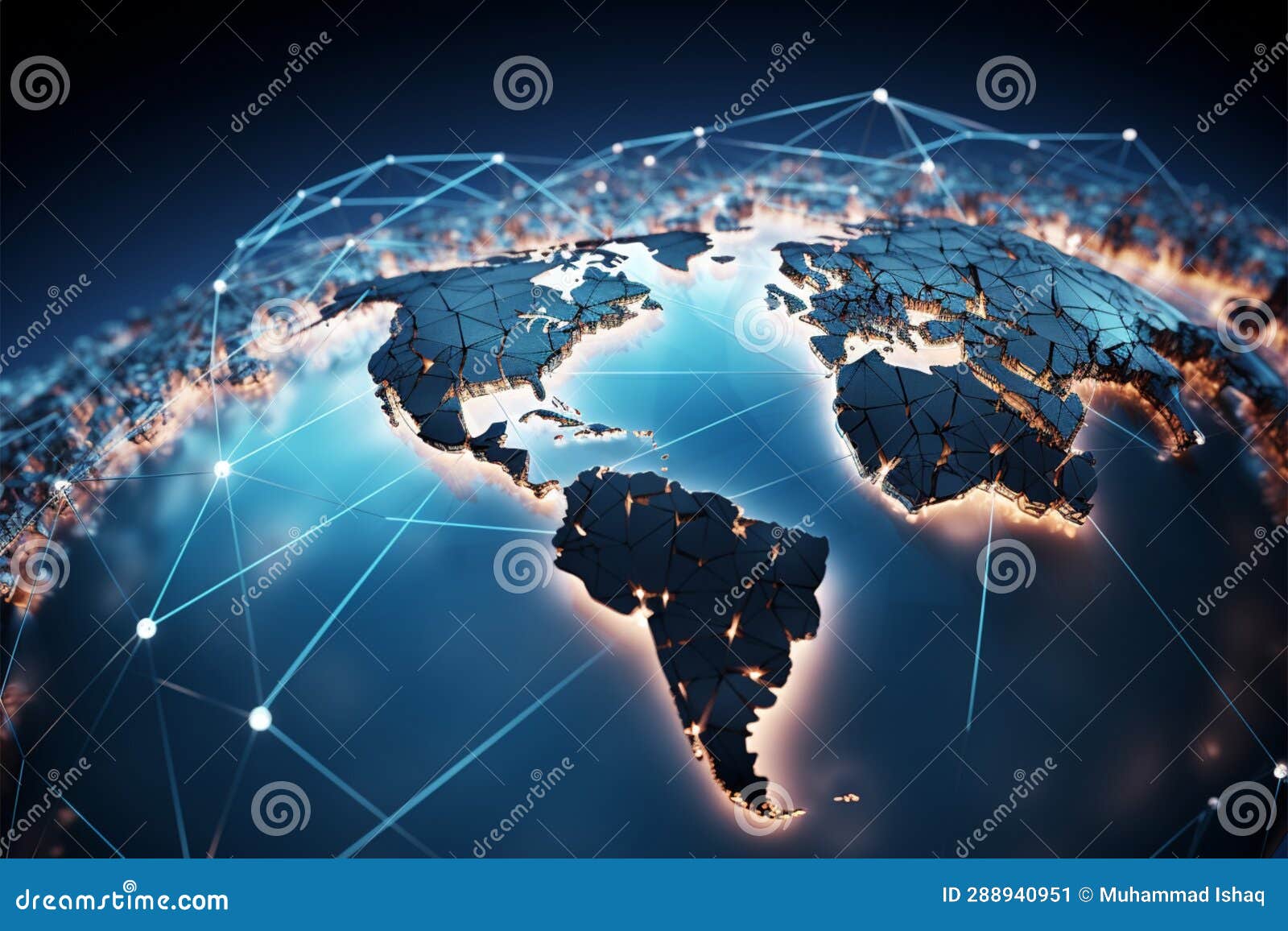 Web of Connection. World Map Embodies Global Networking, Internet Linkages Stock Illustration ...
