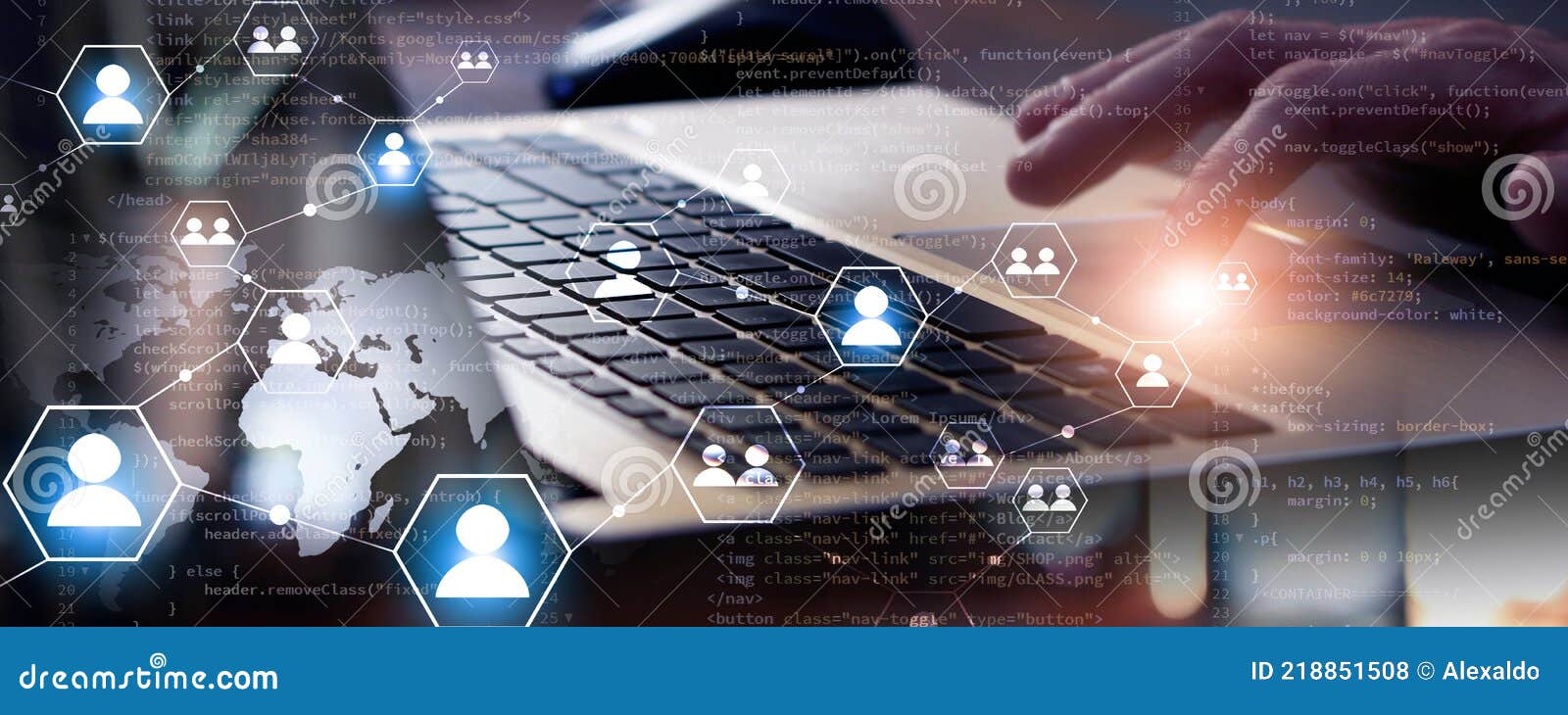 Web connections banner stock photo. Image of coding - 218851508