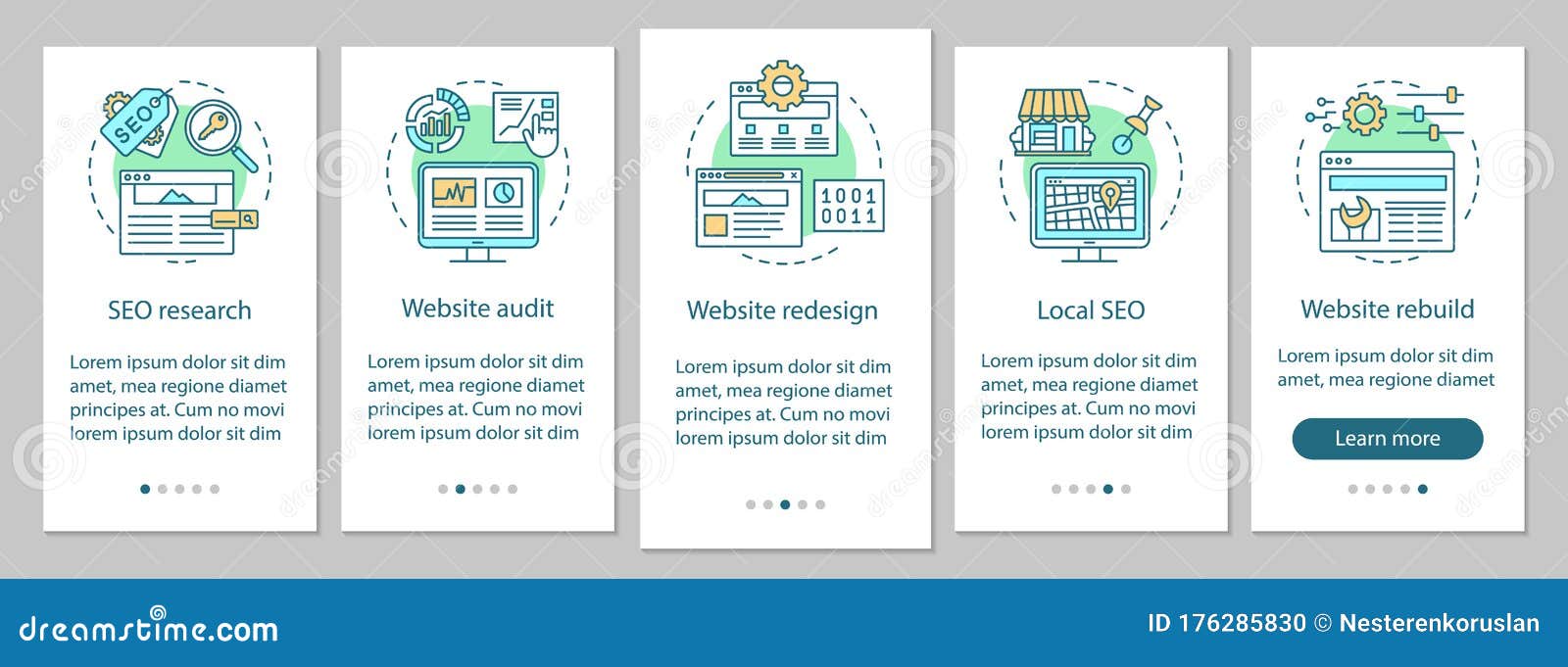 Web Consulting Onboarding Mobile App Page Screen Vector Template Stock Vector - Illustration of ...