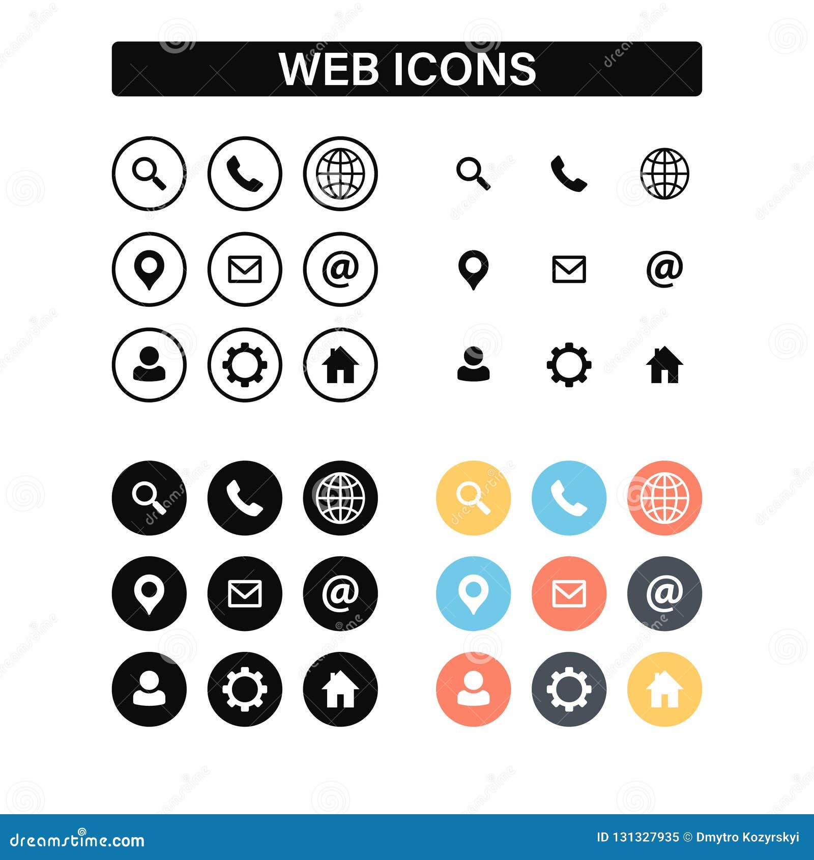 Web and Contact Icons Set. Vector Illustration. Stock Vector ...