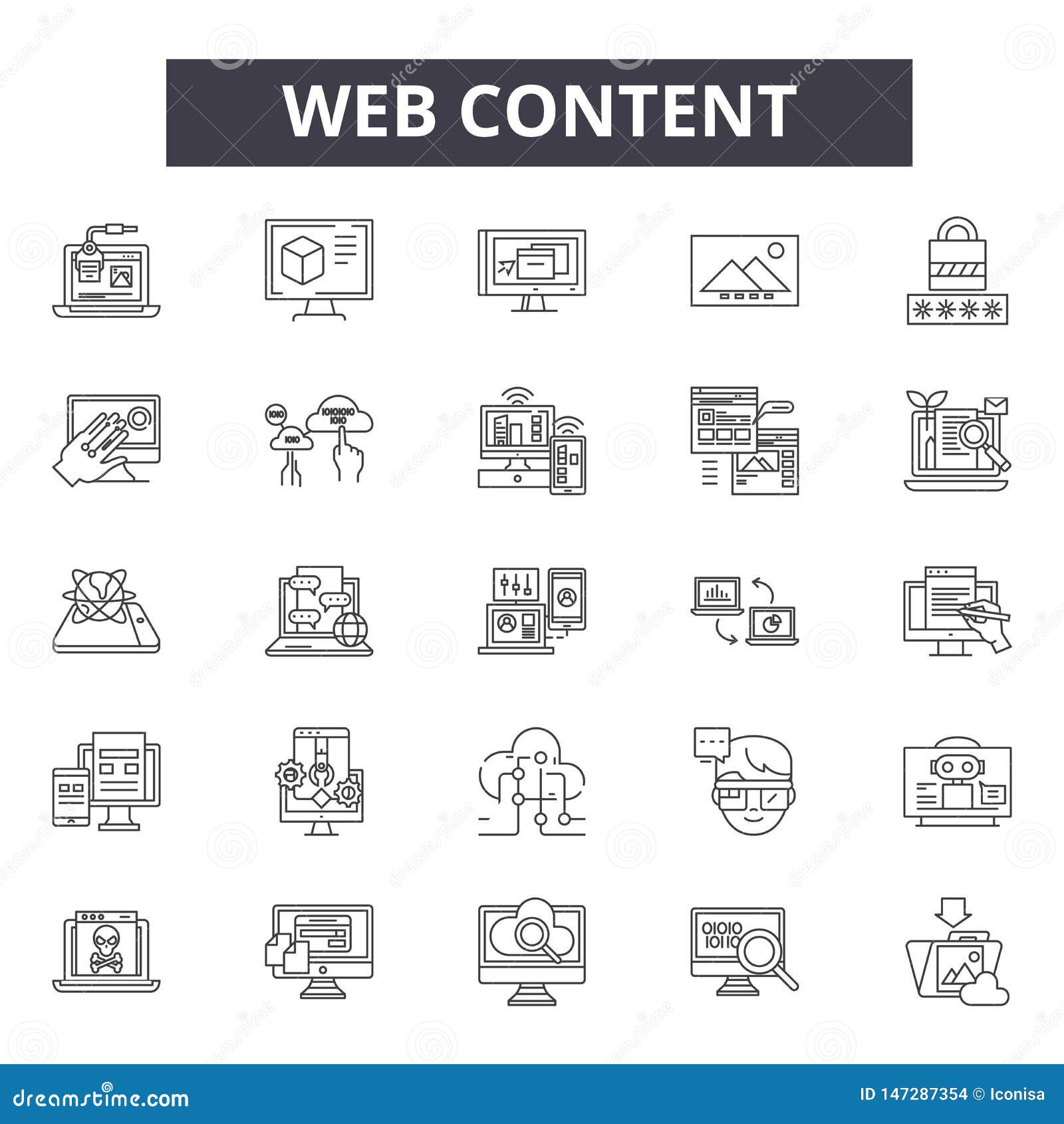 Web Content Line Icons, Signs, Vector Set, Linear Concept, Outline ...