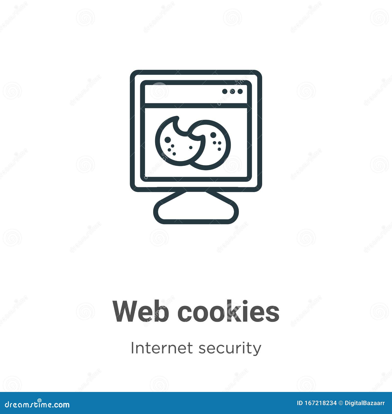 Web Cookies Outline Vector Icon. Thin Line Black Web Cookies Icon, Flat ...