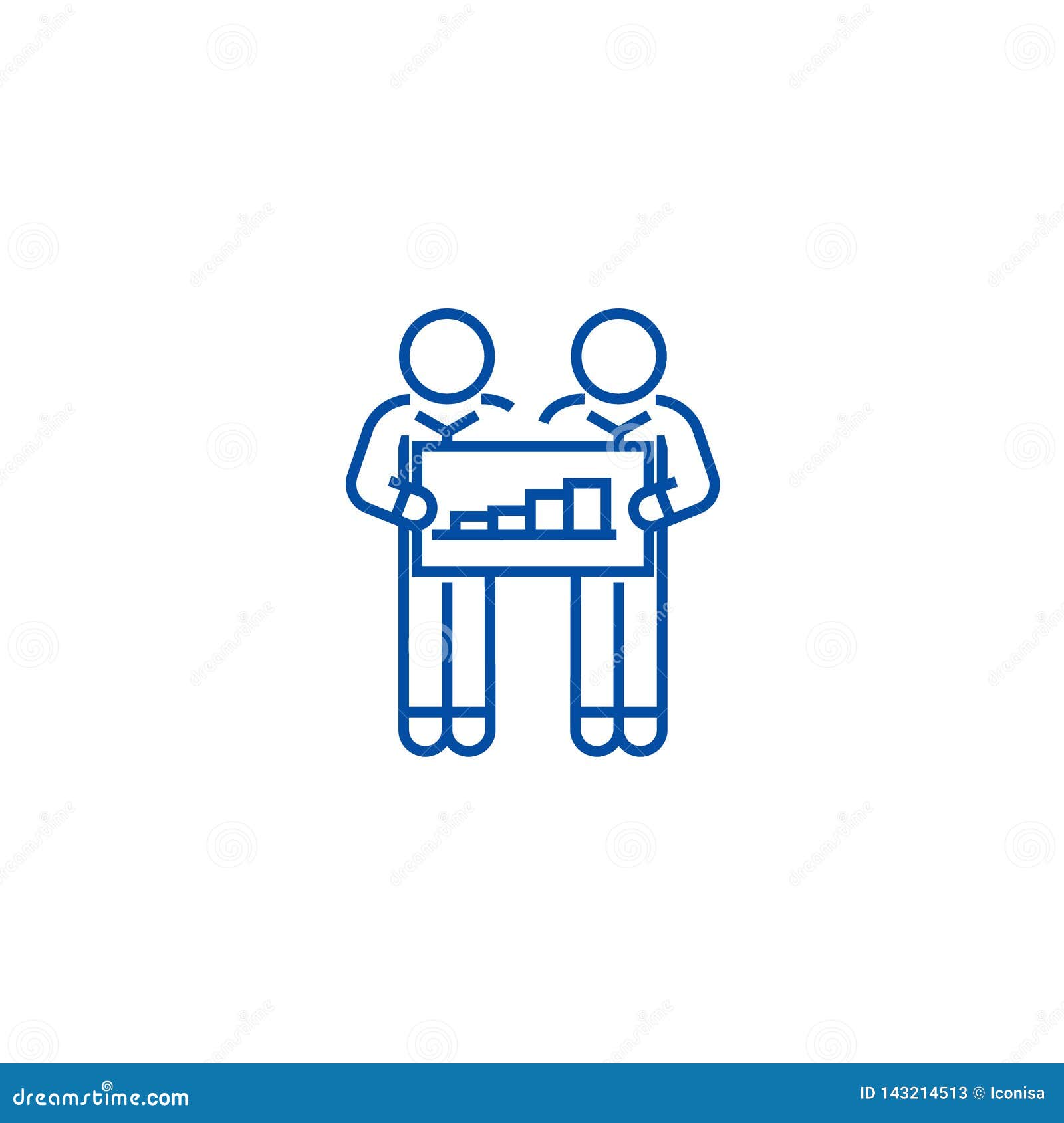 Cooperation People with Graph Line Icon Concept. Cooperation People ...