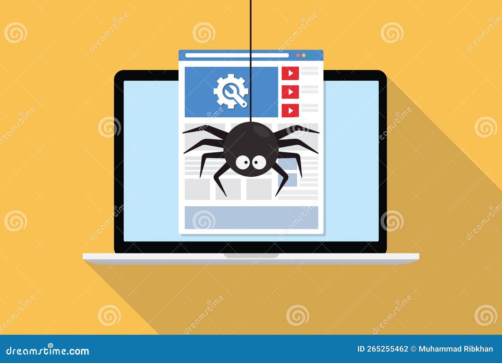 Web Crawler Crawling Website Data Server On Computer Internet With Modern Flat Style Stock