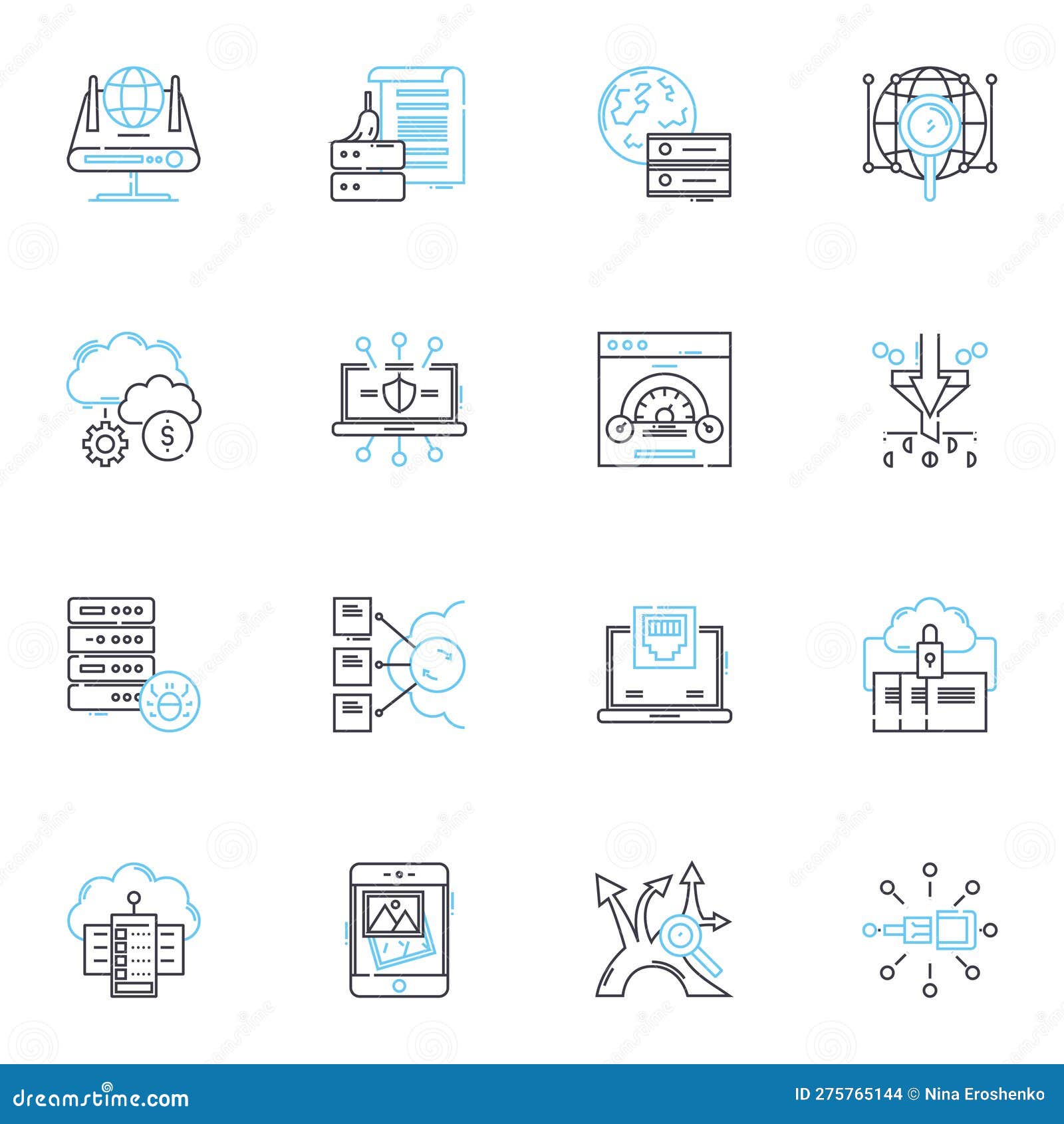 Web Creation Linear Icons Set Design Development Html Css Javascript Bootstrap Ui Line