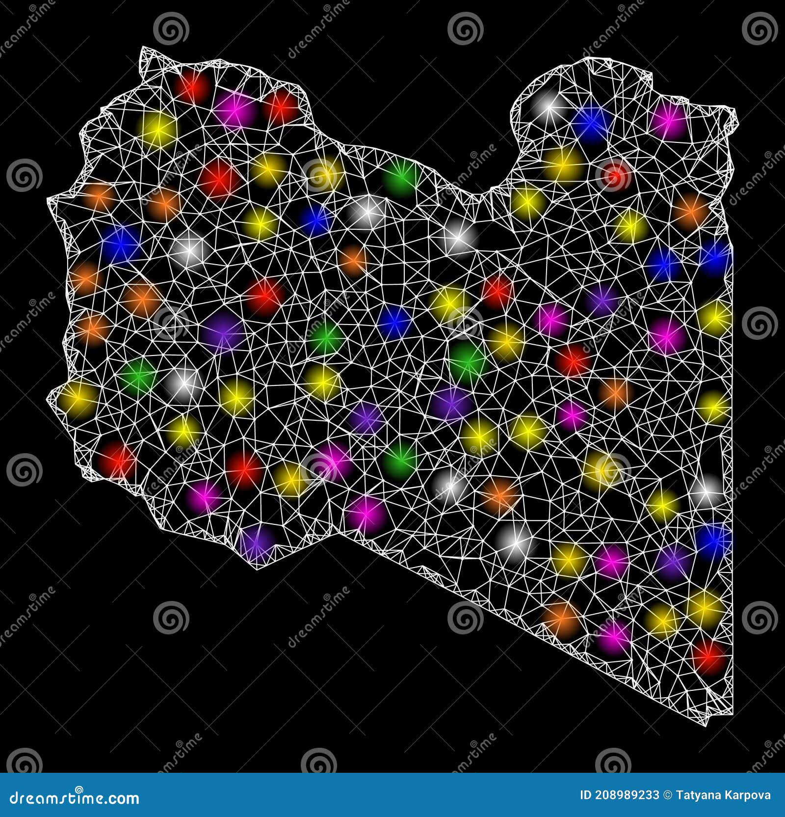 Web 2D Map of Libya with Bright Light Spots Stock Illustration ...