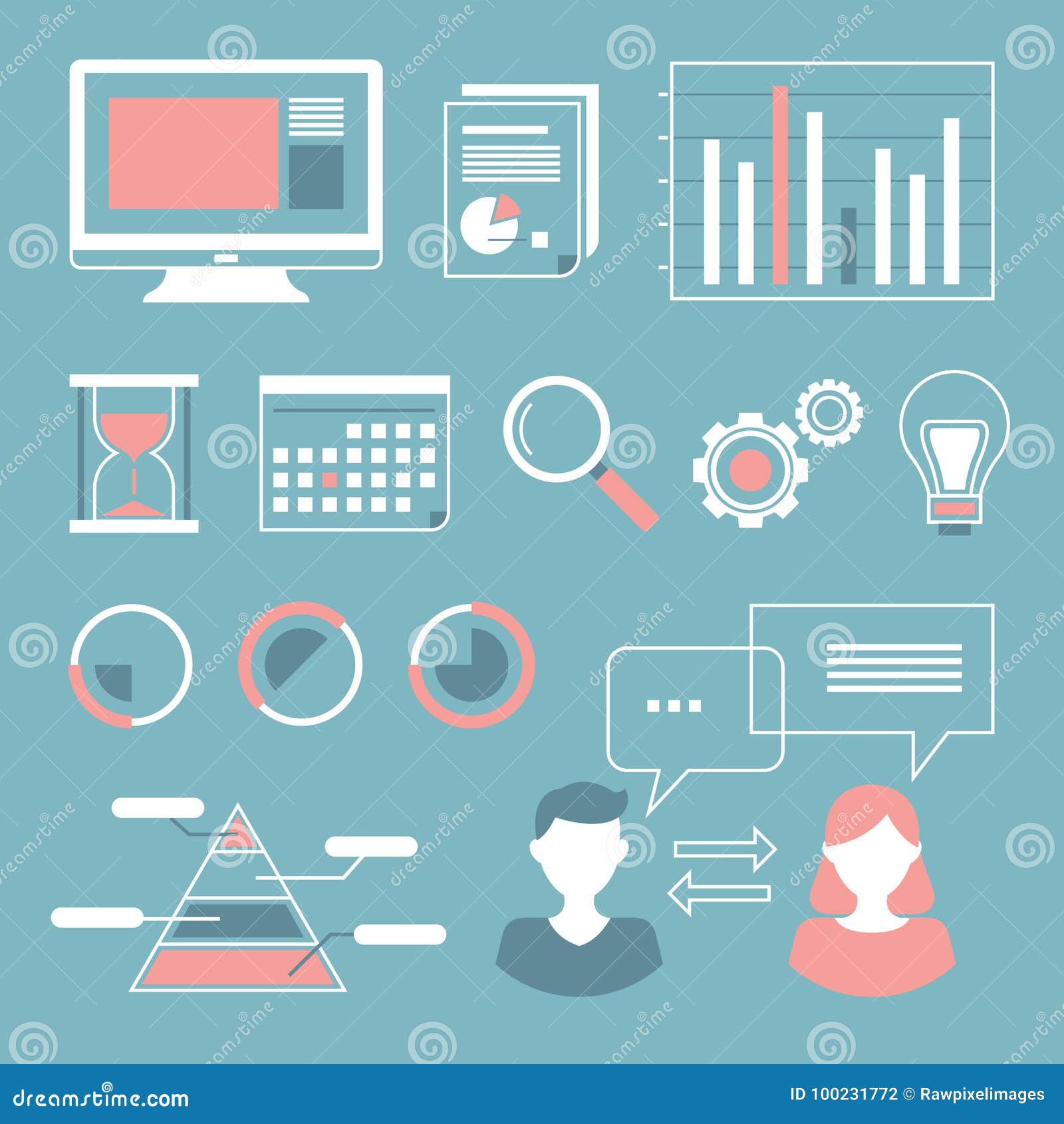 Web Data Analysis Summary Vector Illustration Set Collection Stock ...