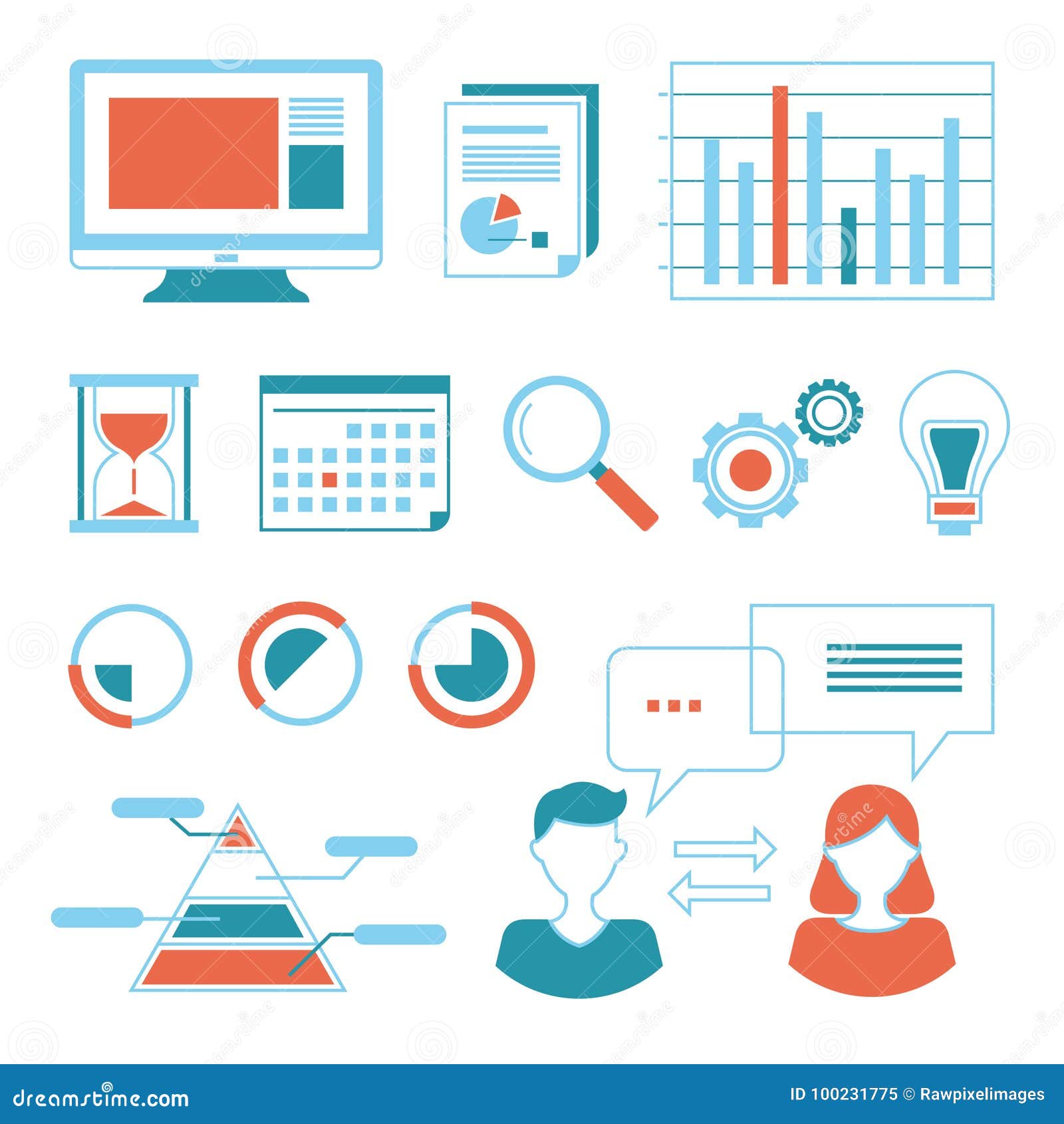 Web Data Analysis Summary Vector Illustration Set Collection Stock ...