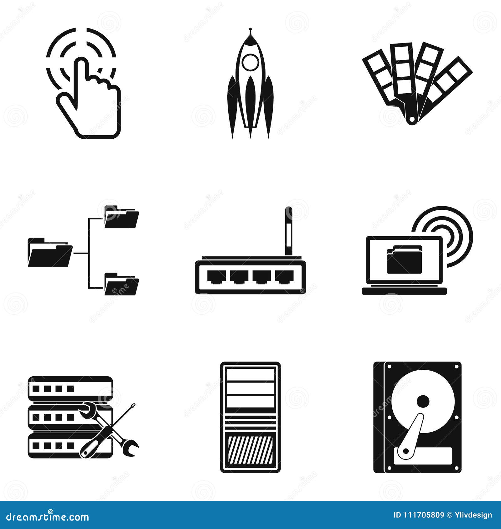 Web Data Icons Set, Simple Style Stock Vector - Illustration of ...