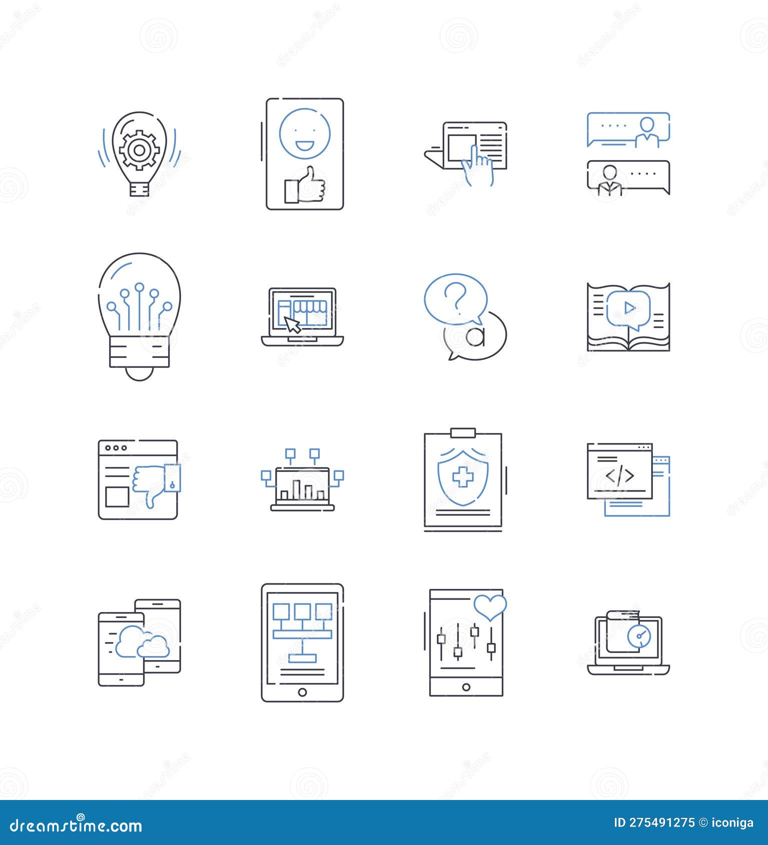 Web Data Line Icons Collection Scraping Crawling Mining Extraction Parsing Analysis