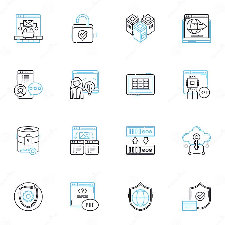 Web Data Linear Icons Set. Scraping, Extraction, Parsing, Analytics ...