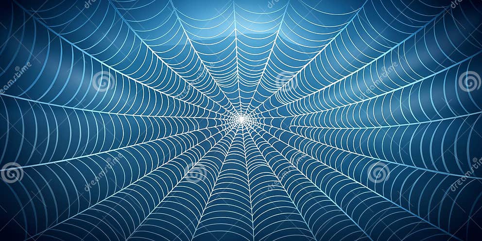 Web of Deception - Digital Illustration, Blue Spider Web, Abstract ...