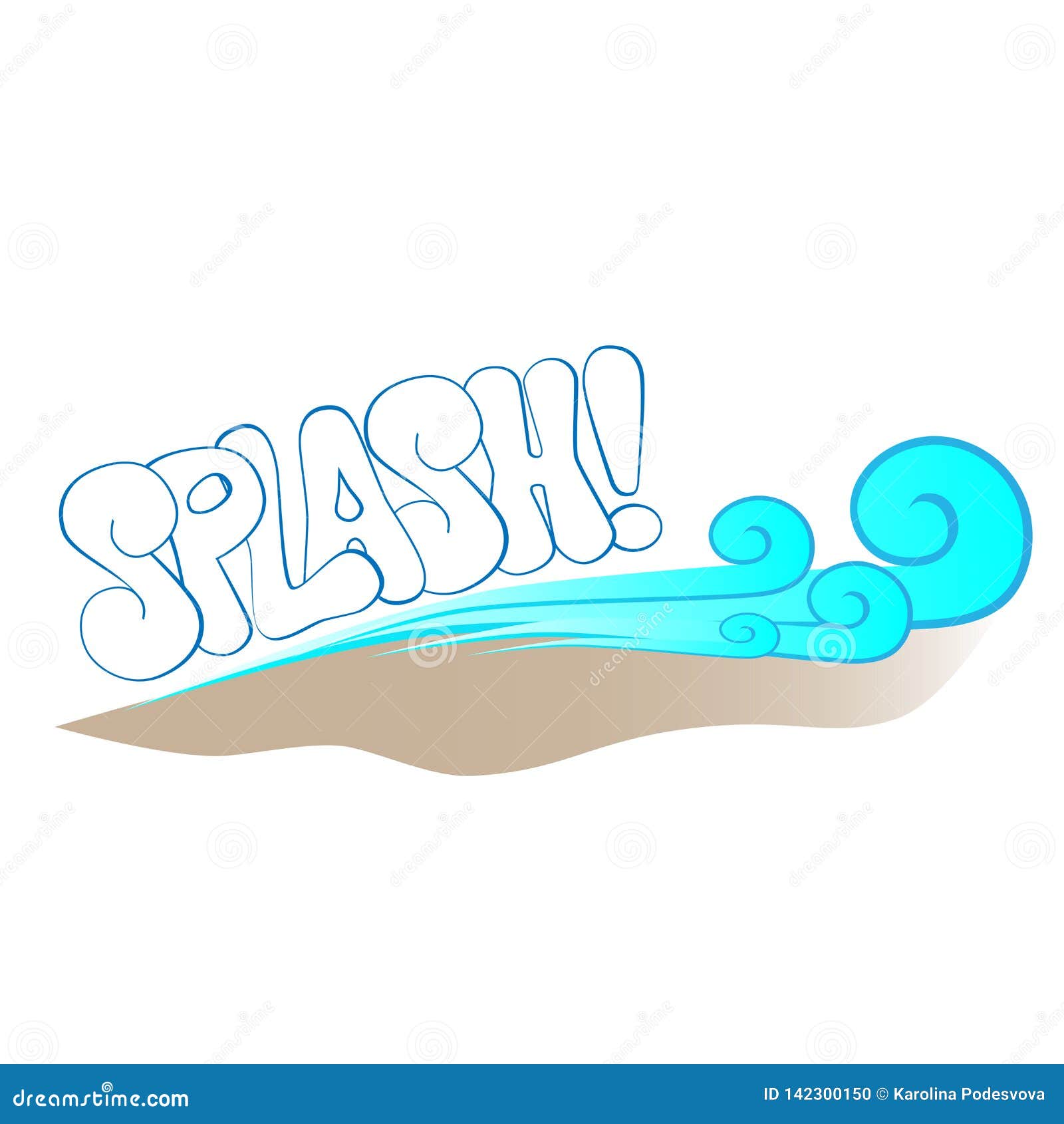 Decorative Cartoon Splash Text with Abstract Wave Stock Illustration ...